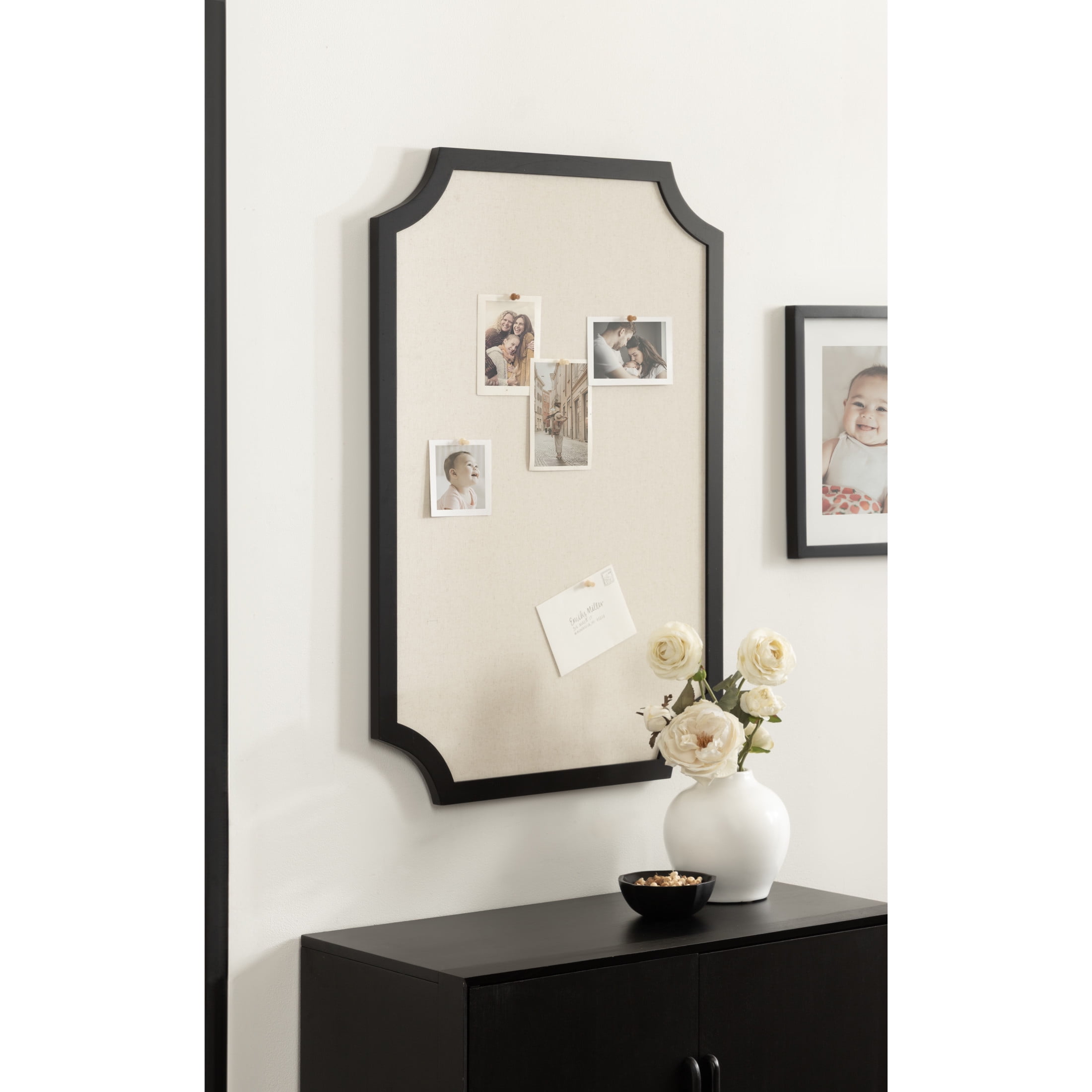 Kate and Laurel Holbrook Glam Framed Scallop Fabric Pinboard, 24 x 36 ...
