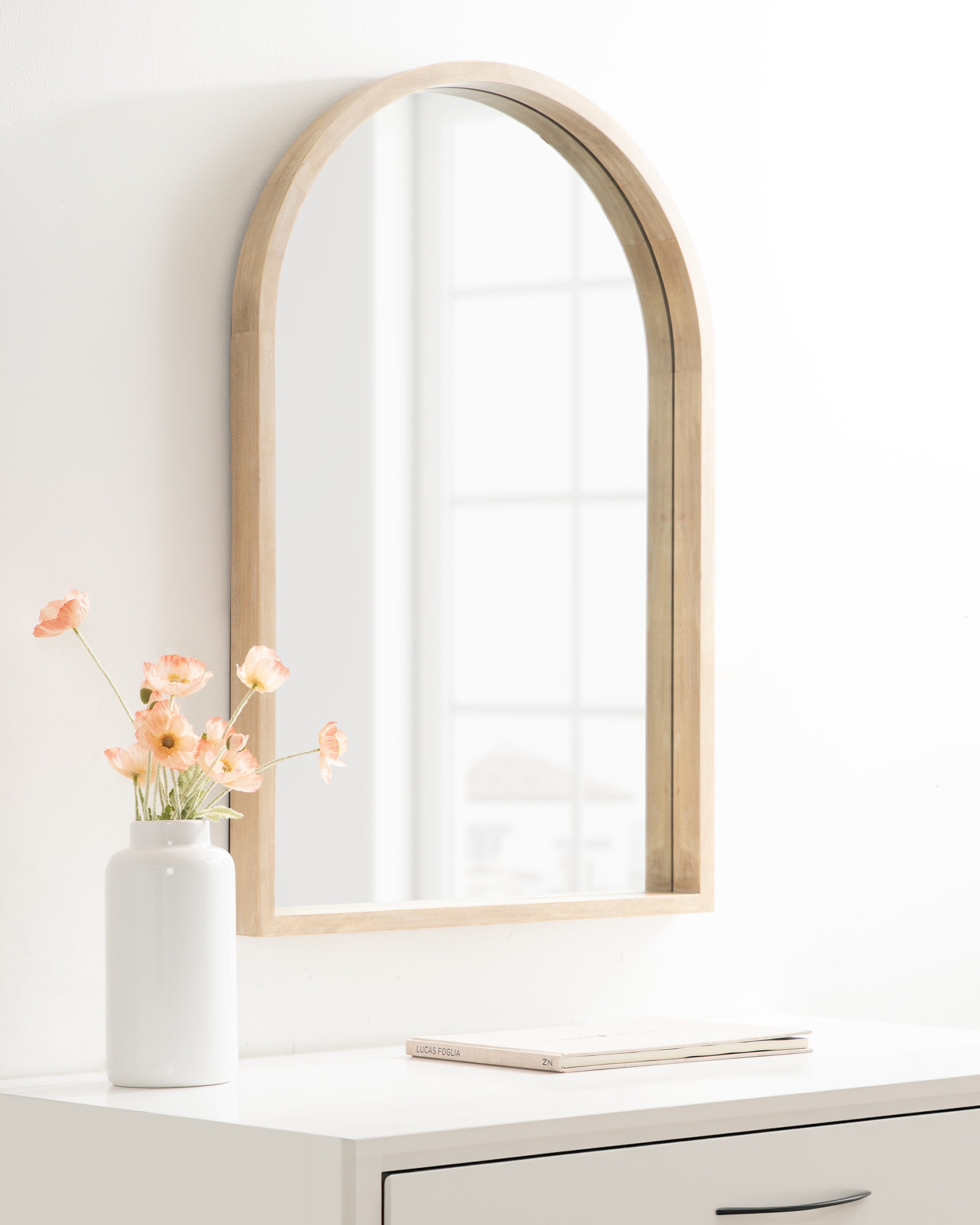 Kate and Laurel Hutton Modern Wood Arched Mirror, 24 x 36, Natural Wood ...
