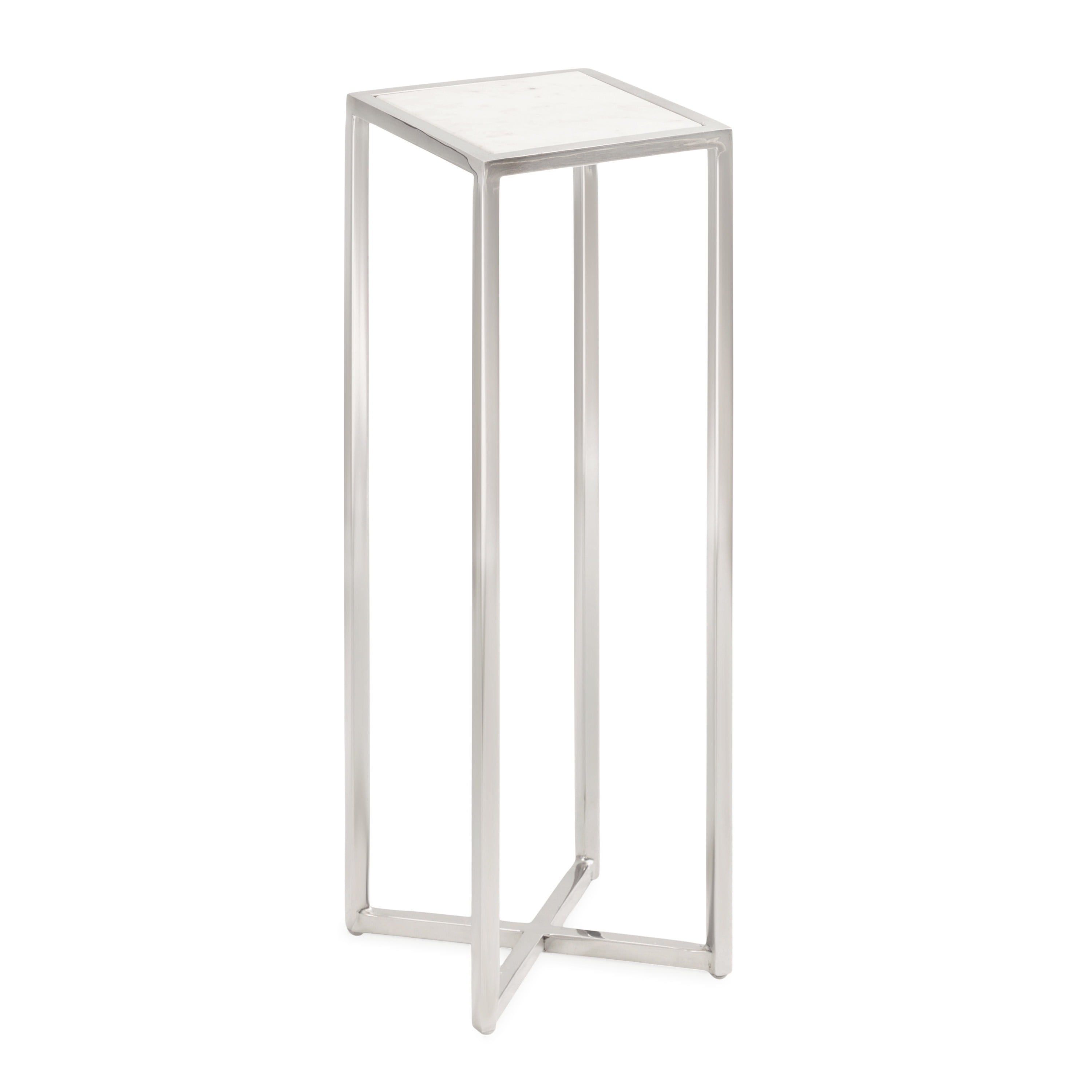 Kate and Laurel Jaspur Modern Glam Drink Table, 7 x 7 x 21, White and ...