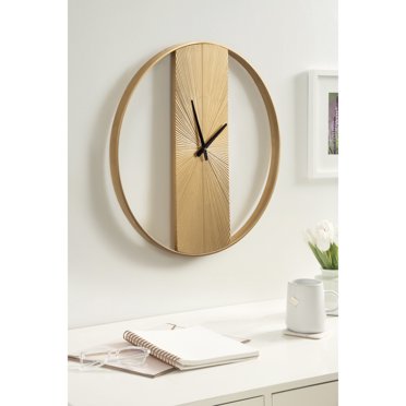 Kate and Laurel Pronte Modern Round Wood and Metal Wall Clock, 22 Inch ...