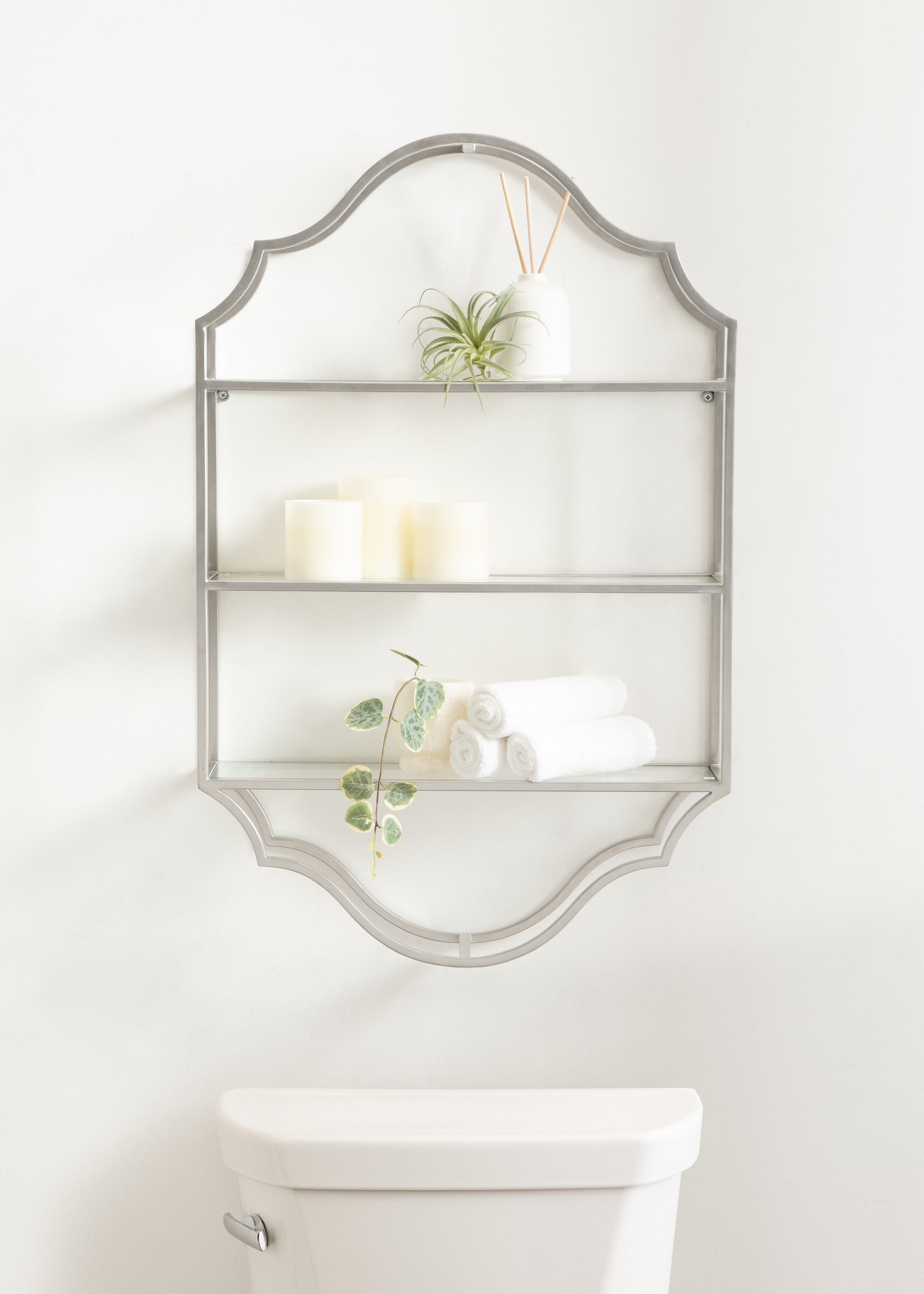 Kate and Laurel Leanna Three-Tiered Wall Shelf, 20 x 32, Silver ...