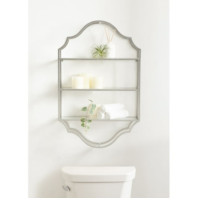 Kate and Laurel Leanna Three-Tiered Wall Shelf, 20 x 32, Silver ...