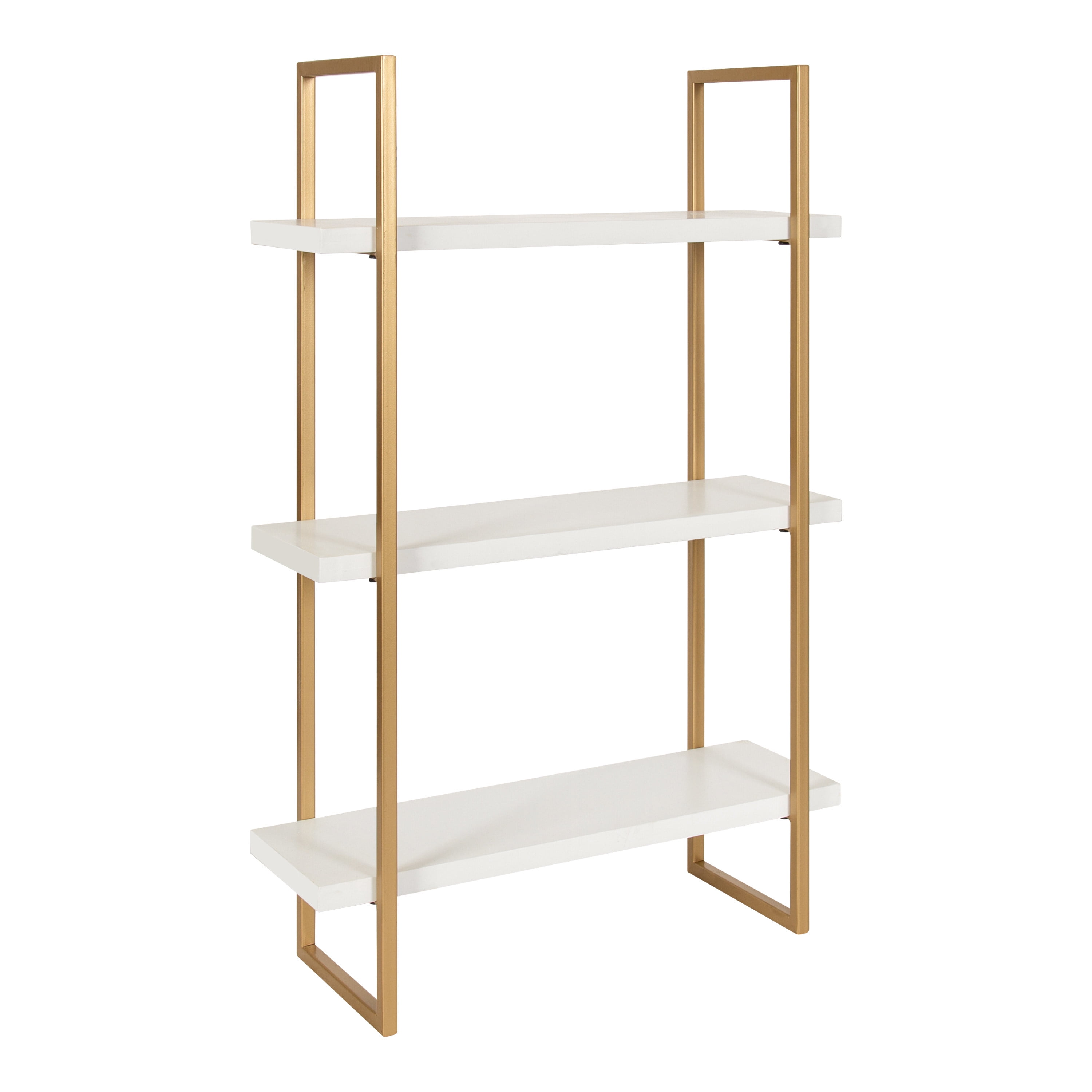 Kate and Laurel Leigh Modern 3 Tier Wall Shelf, 20 x 30, White and Gold ...