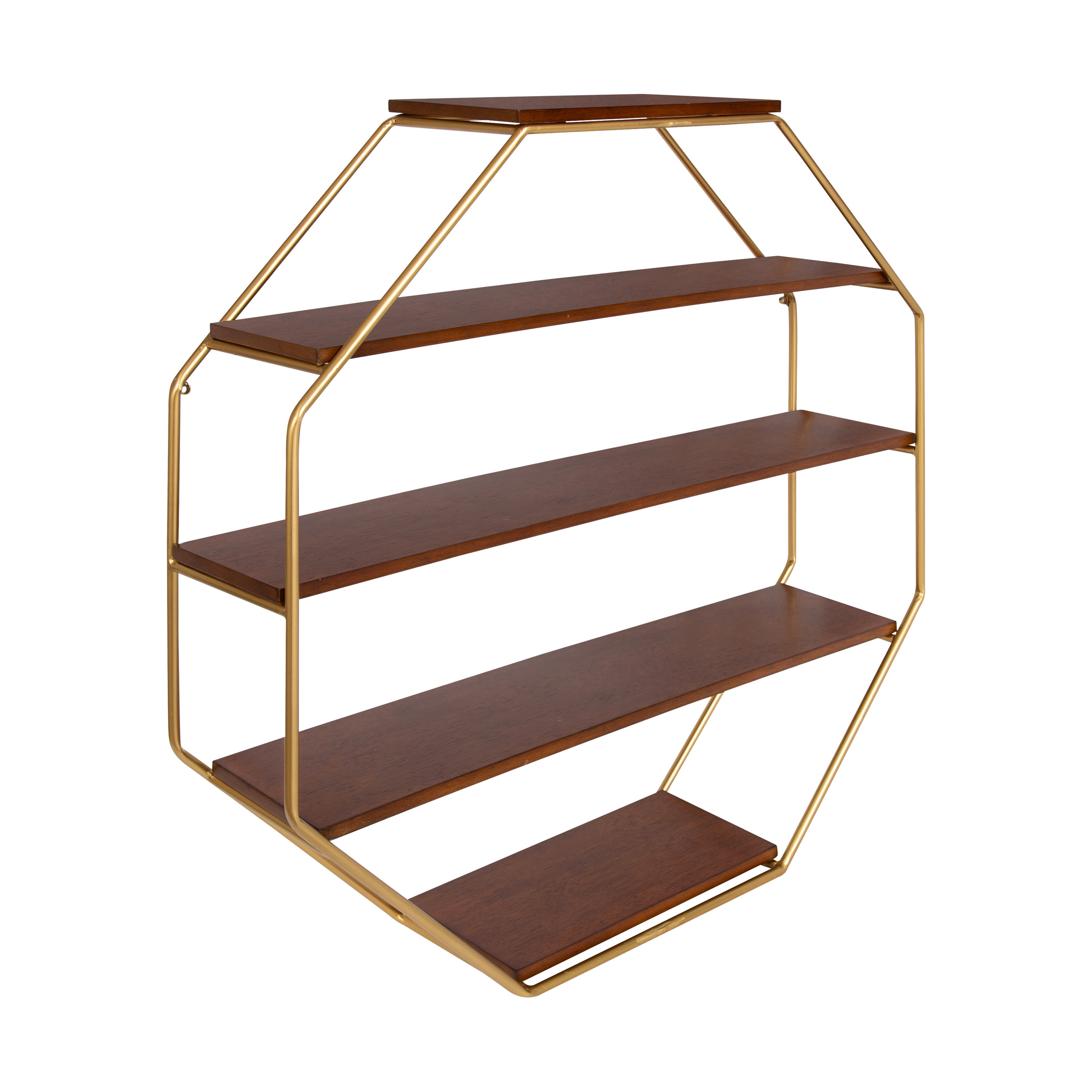 Wood octagon shelves store