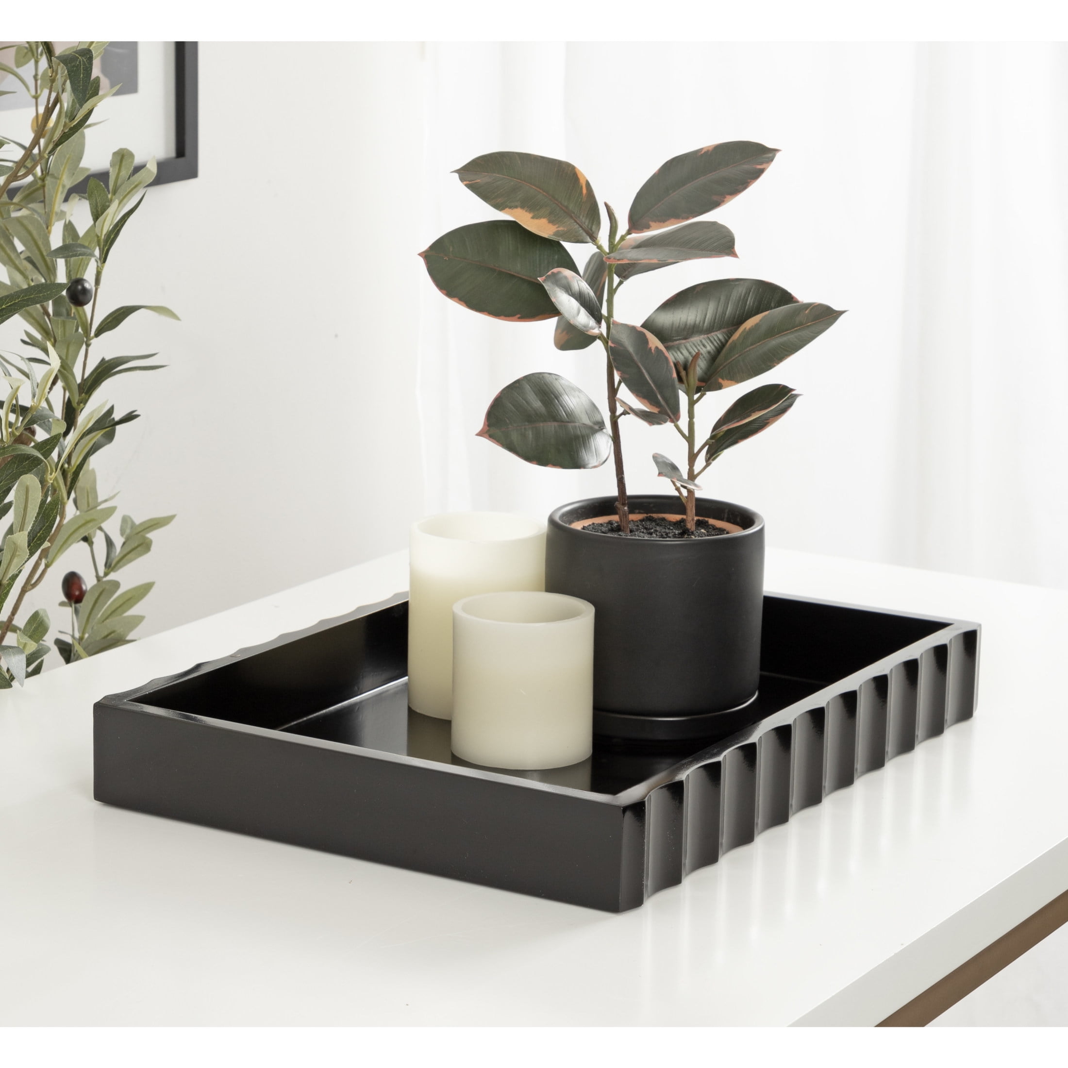 Kate and Laurel Lissi Decorative Rectangle Tray with Wavy Design, 16 x ...