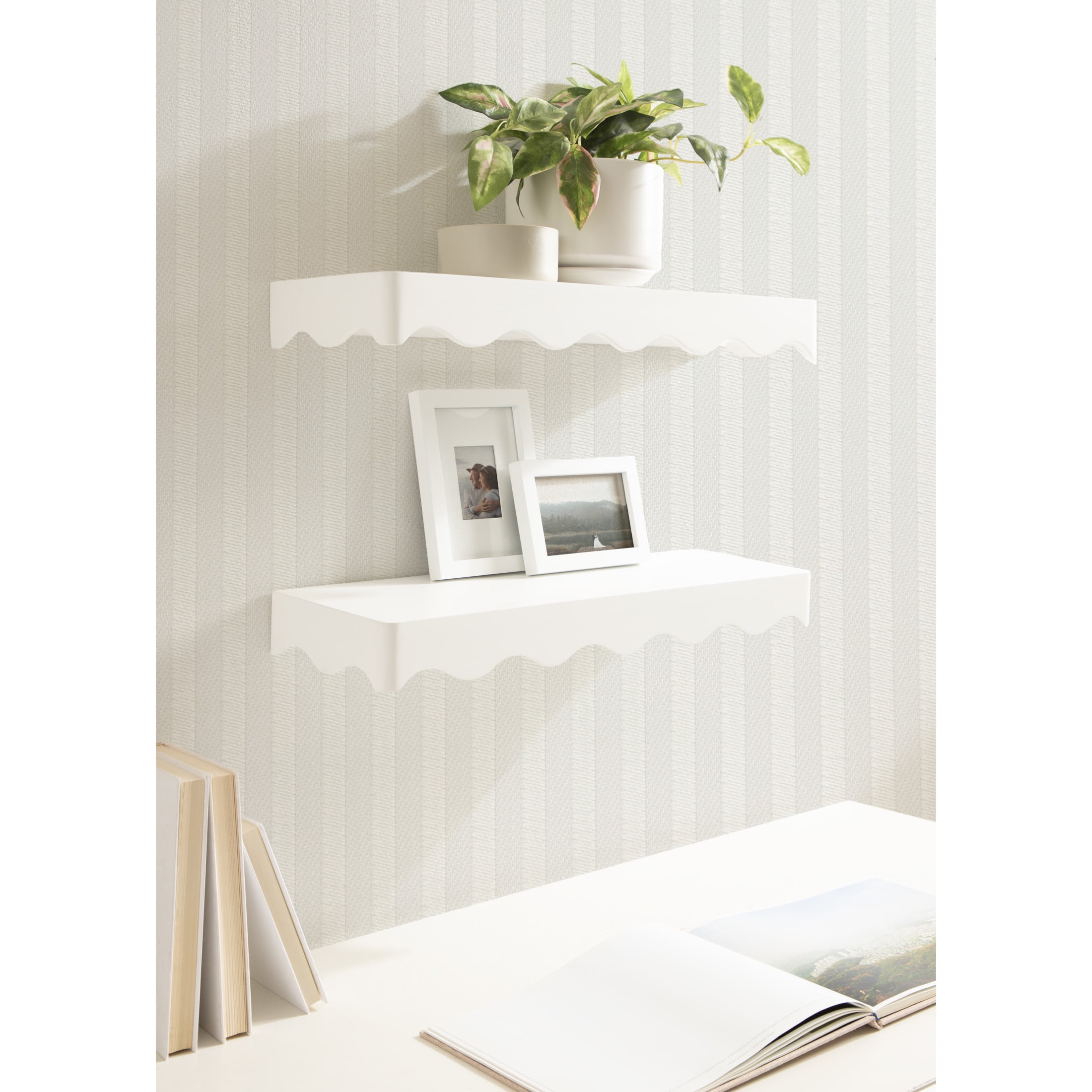 Kate and Laurel Maida Modern Decorative Wavy Wall Floating Shelves, Set ...