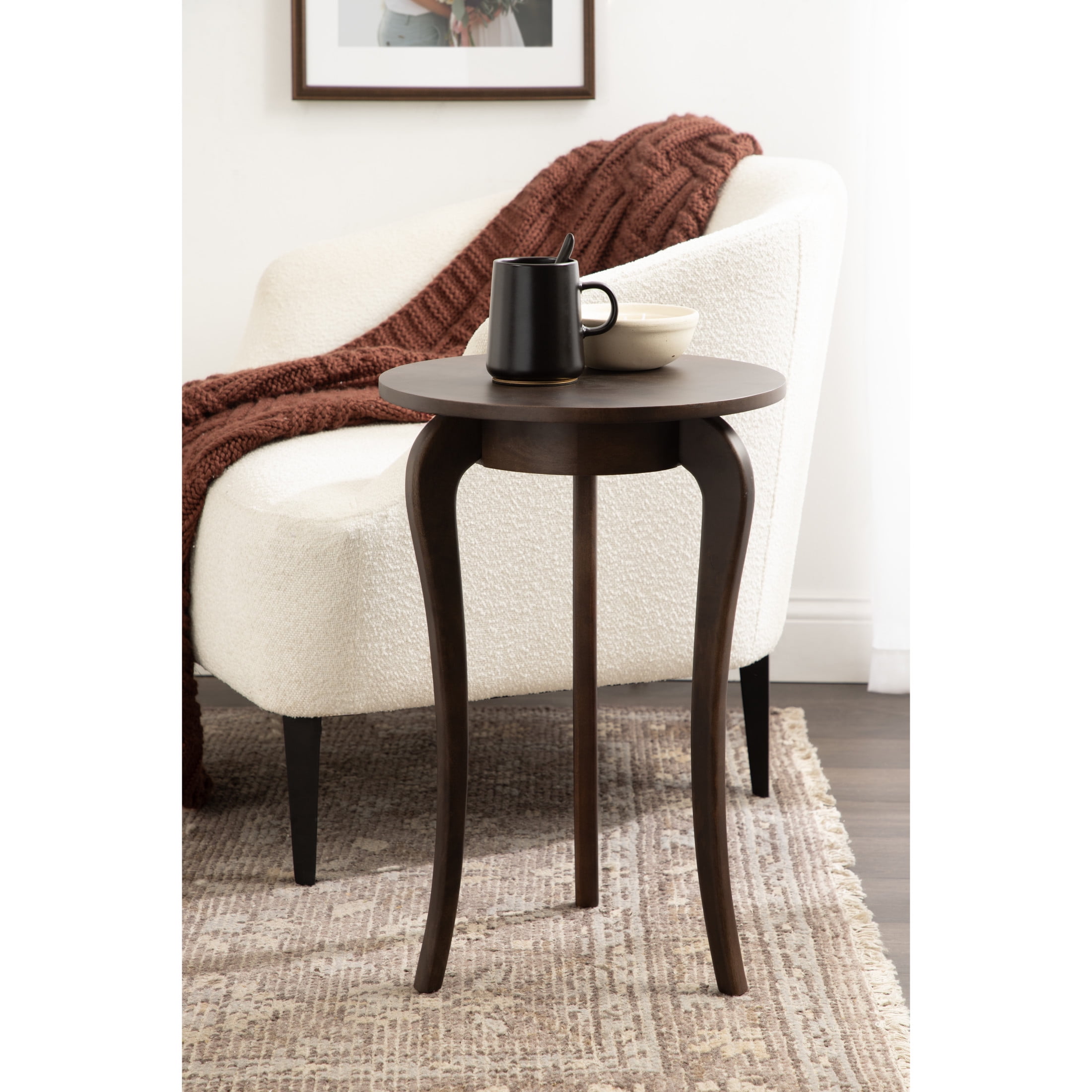 Kate and Laurel Mariona Traditional Round Mango Wood Side Table, 16 x ...