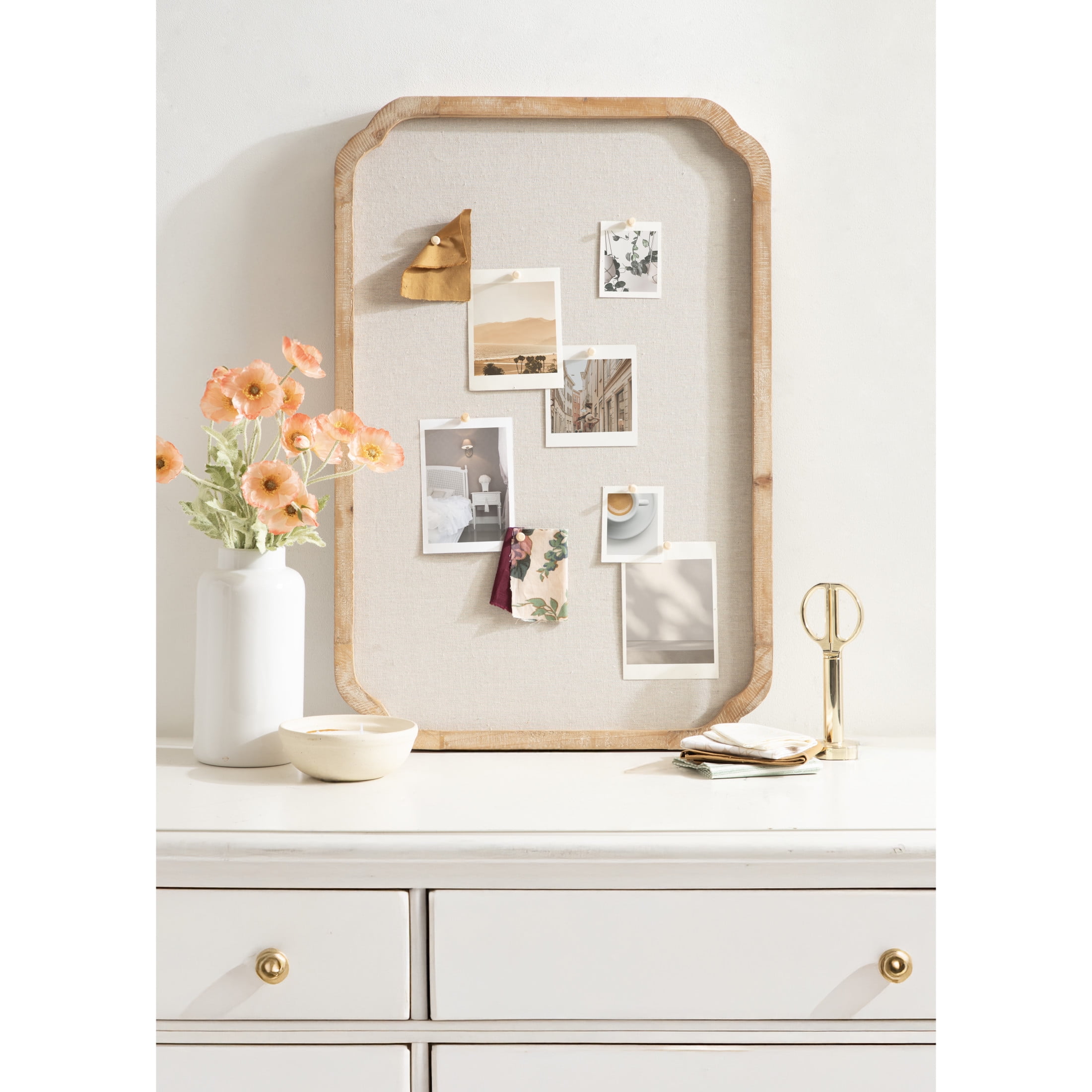 Kate and Laurel Marston Modern Farmhouse Scalloped Fabric Pinboard, 20 ...