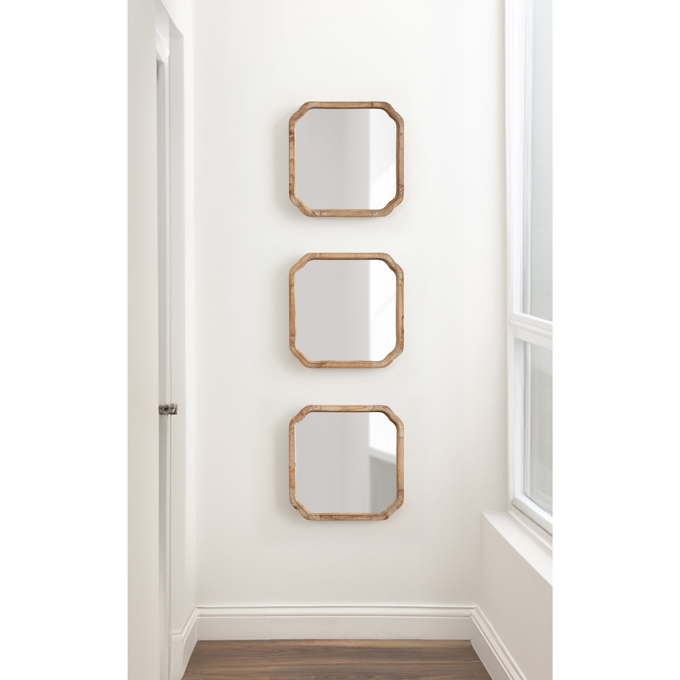 Kate and Laurel Marston Modern Wooden Square Wall Mirror Set, Set of 3 ...