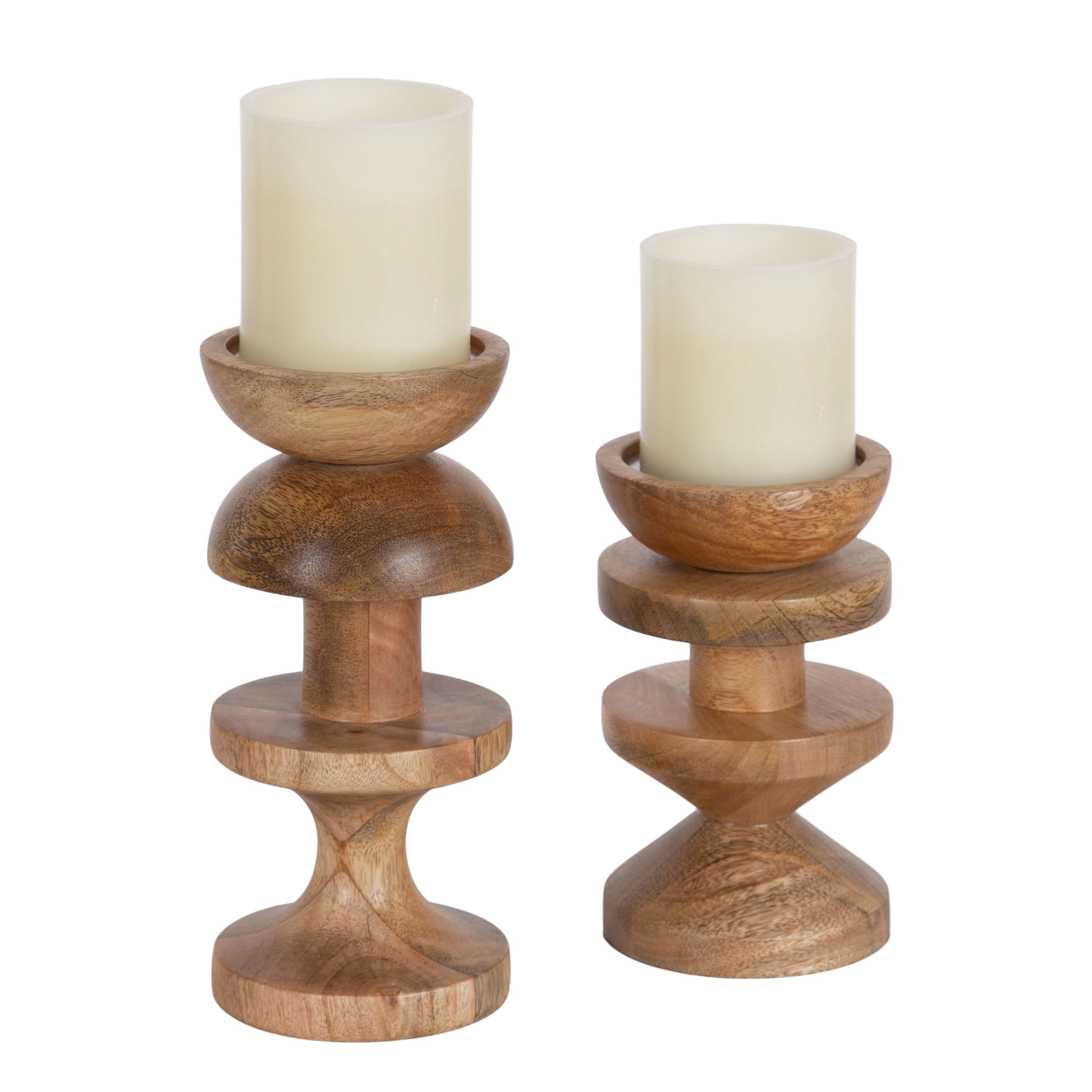 Kate and Laurel Mazari Modern Two-Piece Candle Holder Set, 4 x 4 x 9 ...