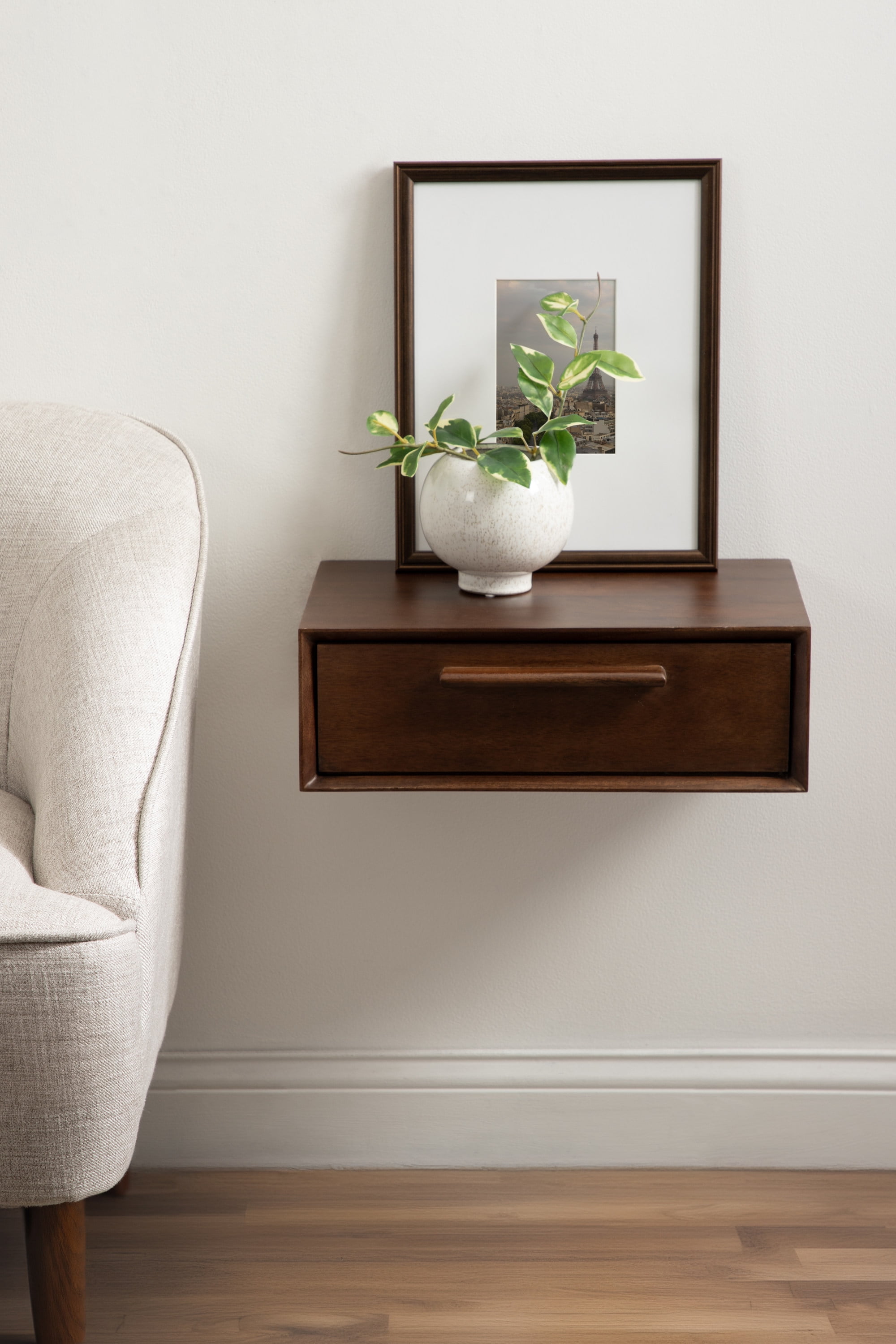 Kate and Laurel McCutcheon Floating Wood Storage Shelf, 18 x 12 x 6 ...