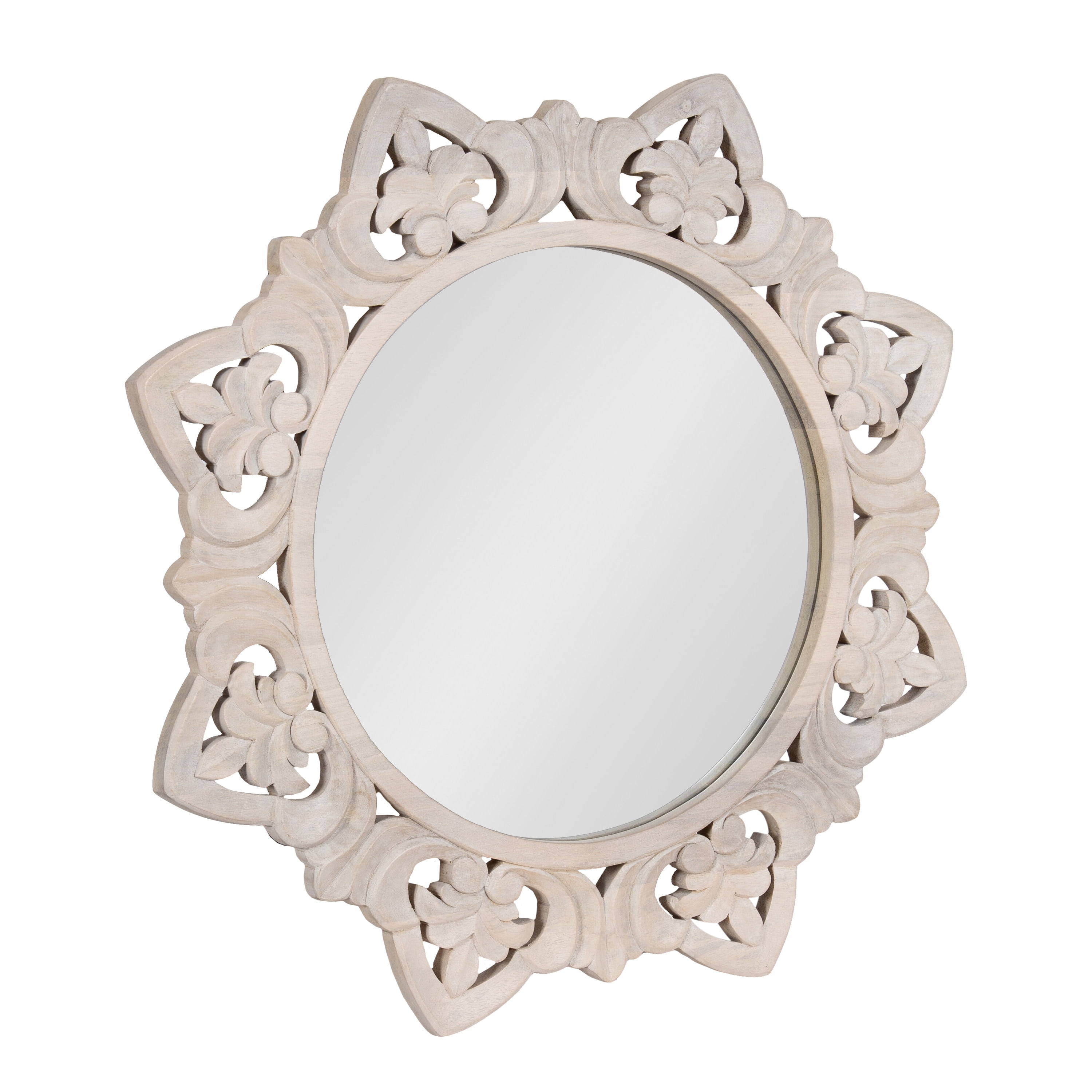 Kate and Laurel Meera Hand-Carved Wood Mirror, 28 Inch Diameter ...