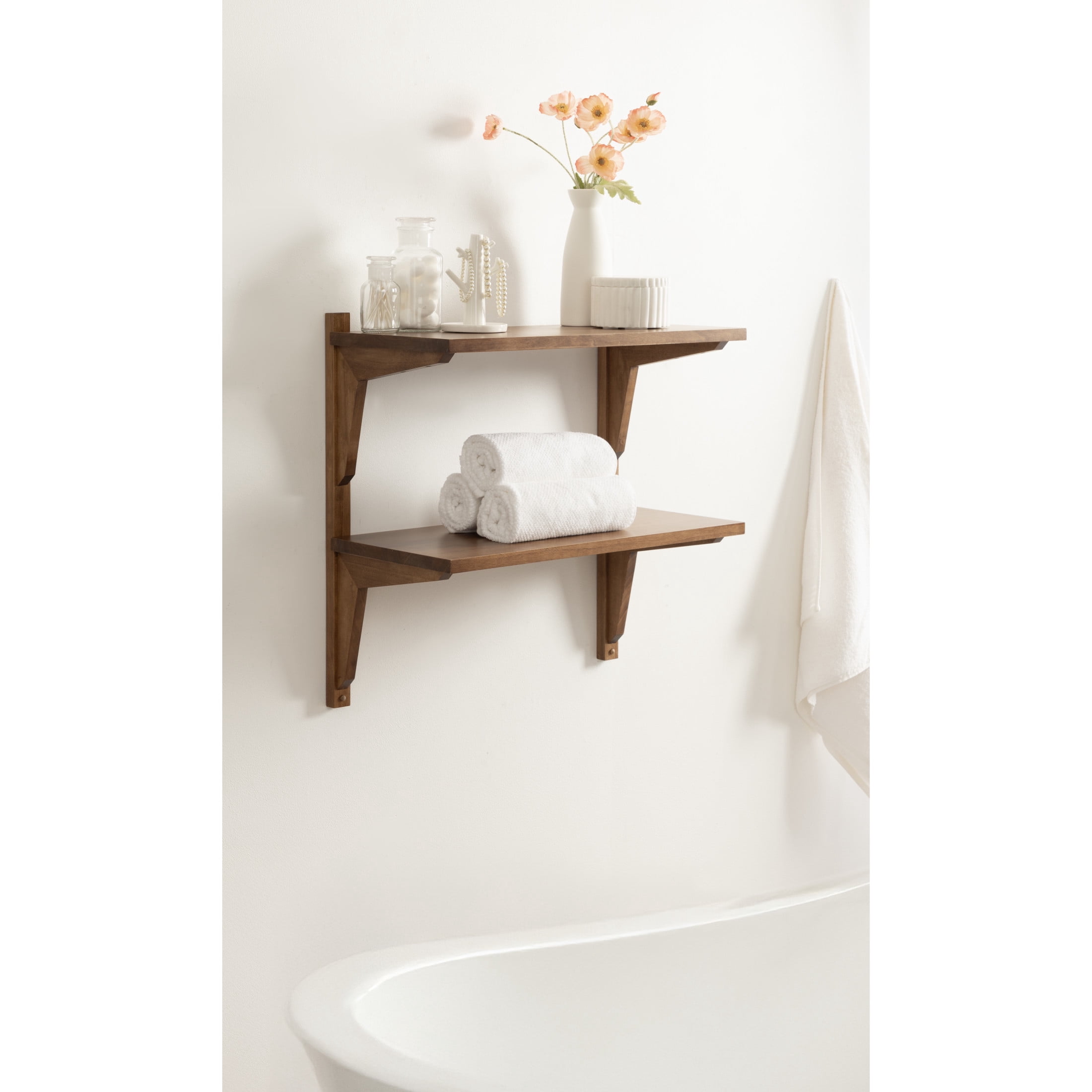 Kate and Laurel Meridien Modern Two-Tier Wooden Shelves, 24 x 12 x 24 ...