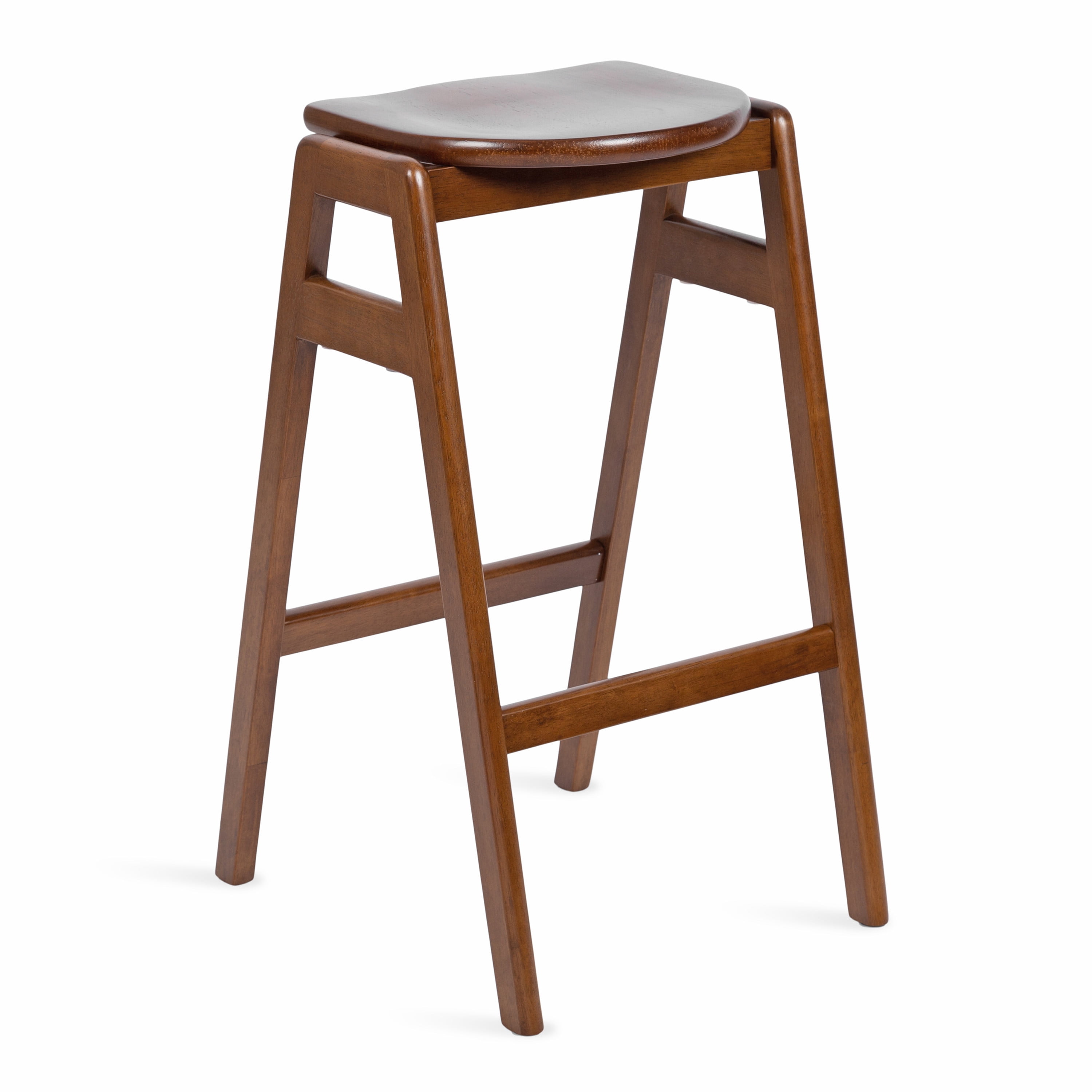 Kate and Laurel Mid Century Modern Backless Bar Stool 17 x 20 x 29 Walnut Brown Counter Height Bar Stool for Kitchen Island or Breakfast Bar