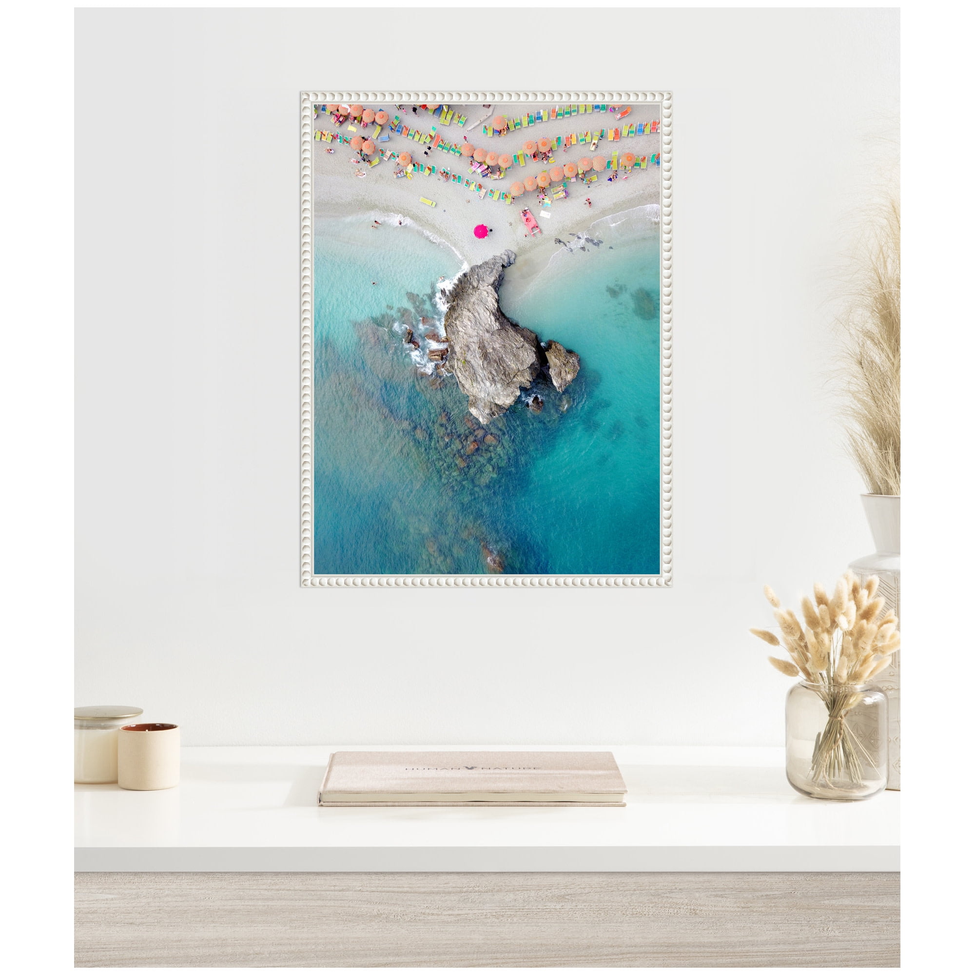 Kate and Laurel Monterosso 7 Framed Canvas Wall Art by Rachel Dowd 18 x 24 Sylvie Beaded White ...