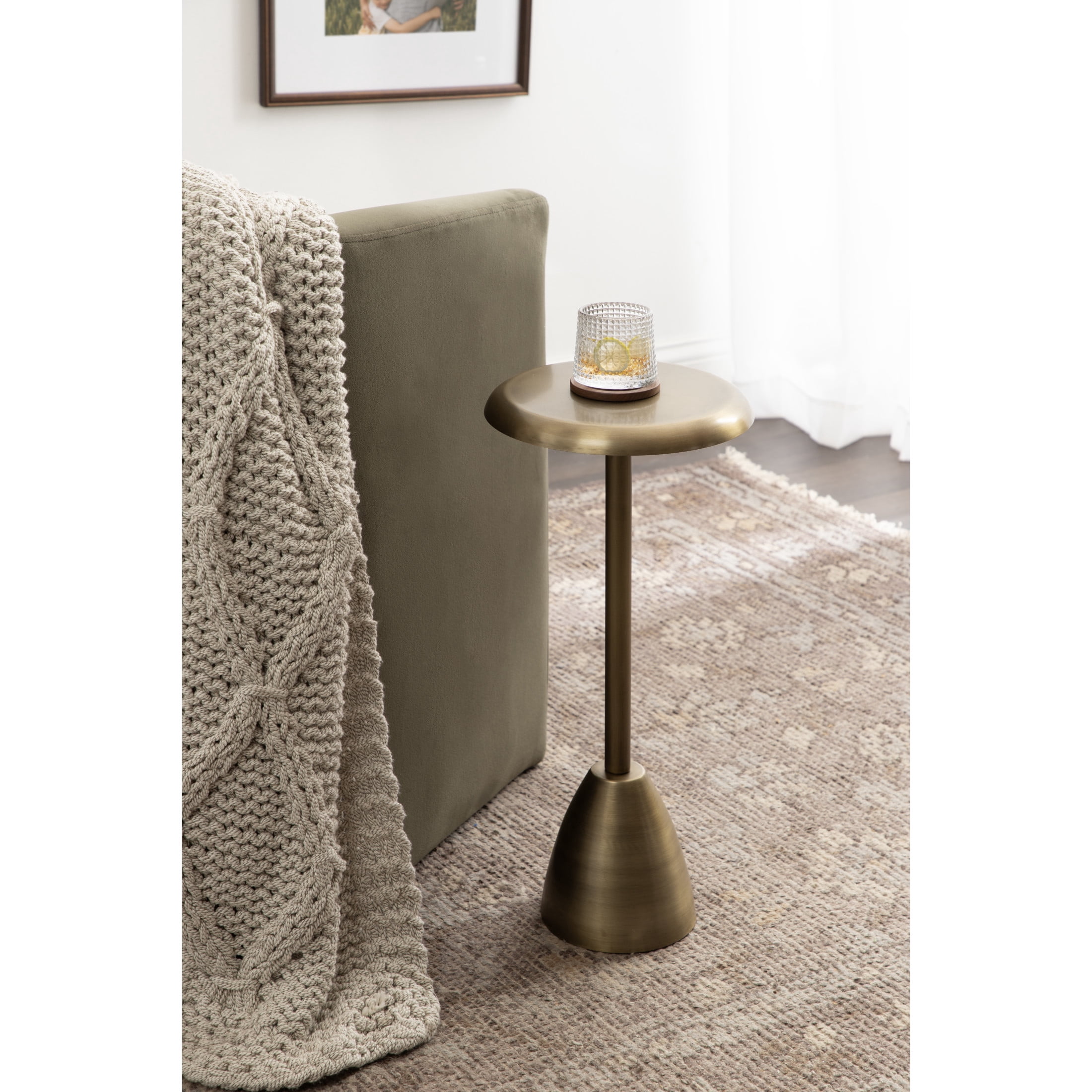 Kate and Laurel Morizet Modern Round Drink Table, 10 x 10 x 22, Antique ...