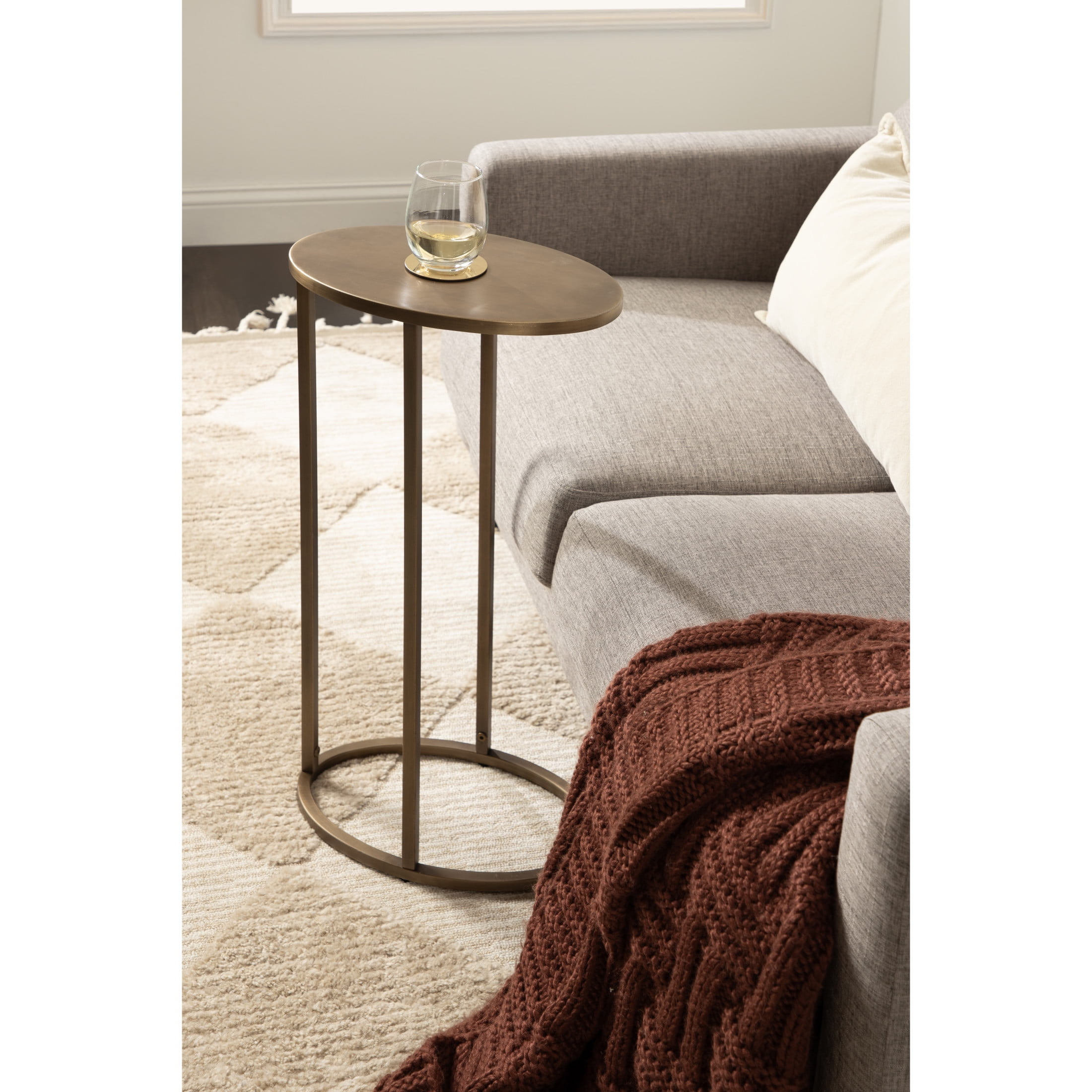 Kate and Laurel Natalli Vintage Glam Metal Oval C-Table, 14 x 9 x 28 ...