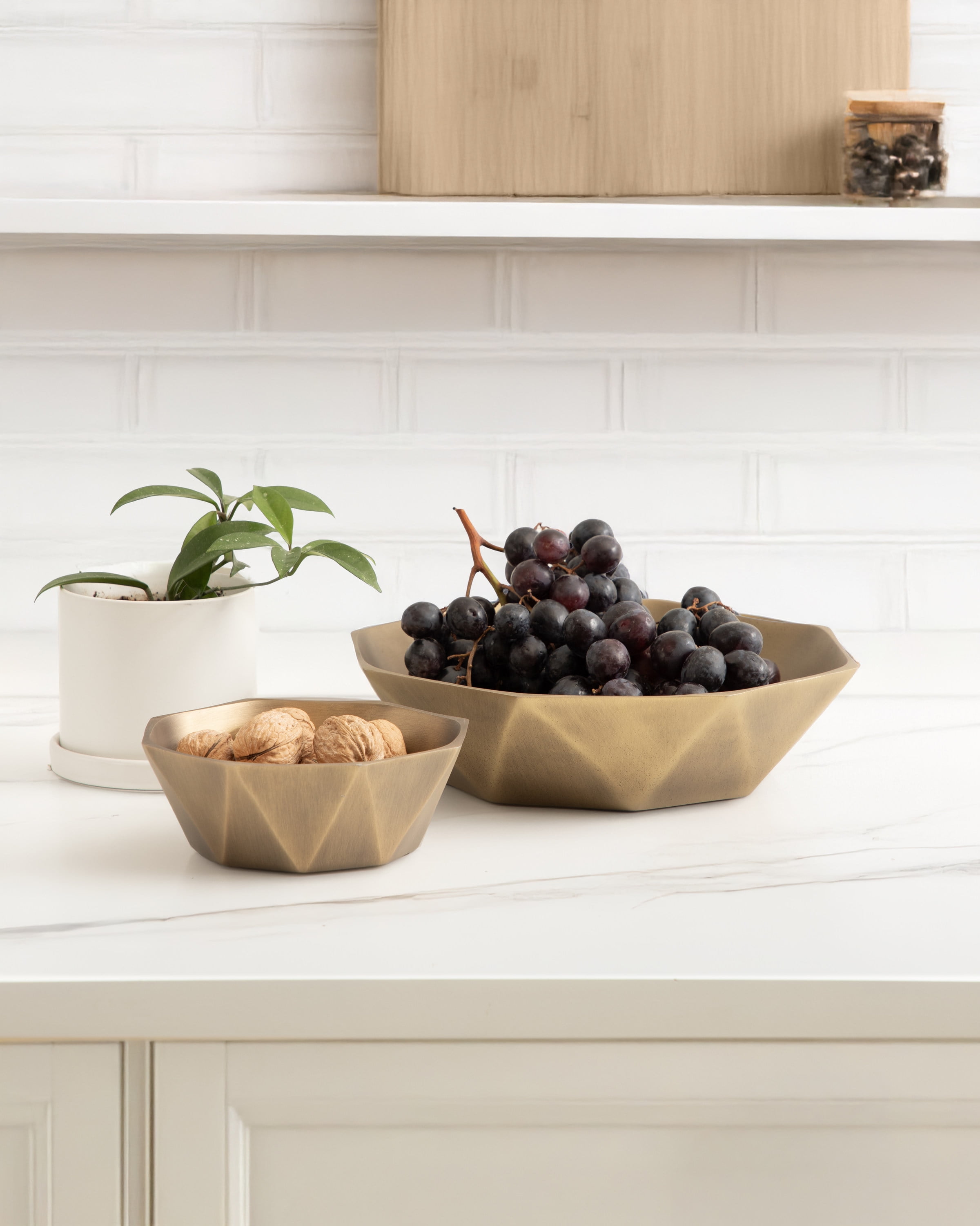 Kate and Laurel Octave Decorative Faceted Metal Bowls, Set of 2 ...