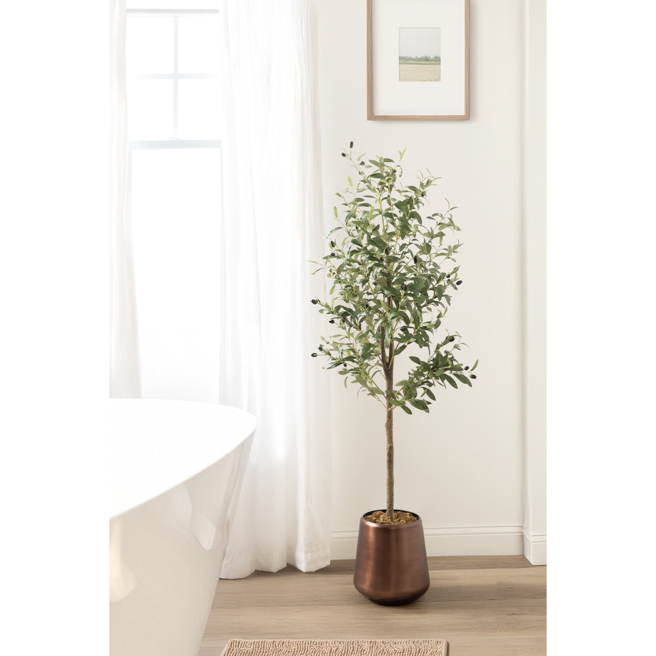 Kate and Laurel Oliveira Modern Faux Olive Tree, 5 FT, Potted ...