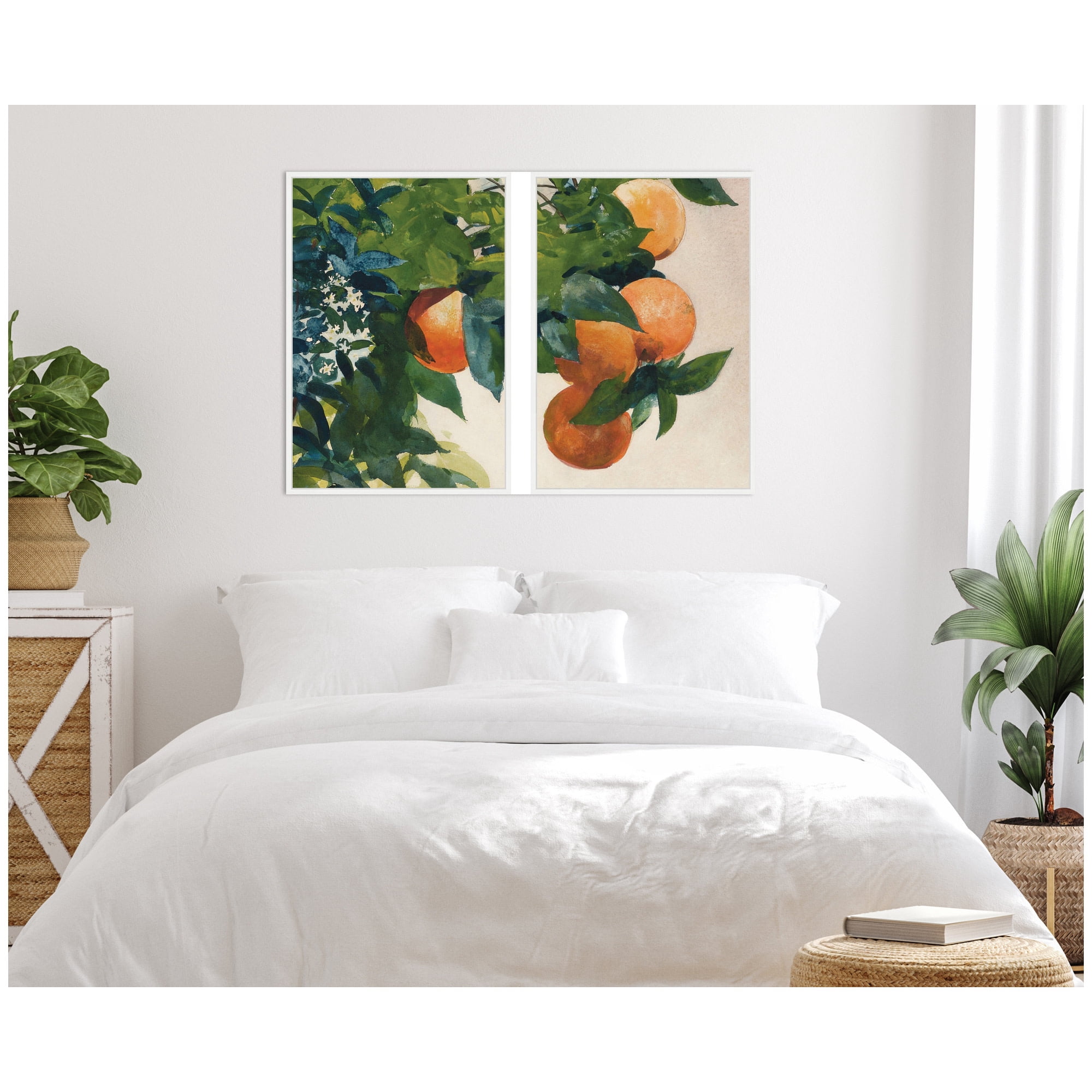 Kate and Laurel Oranges on a Branch 2 Piece Framed Canvas Wall Art Set ...