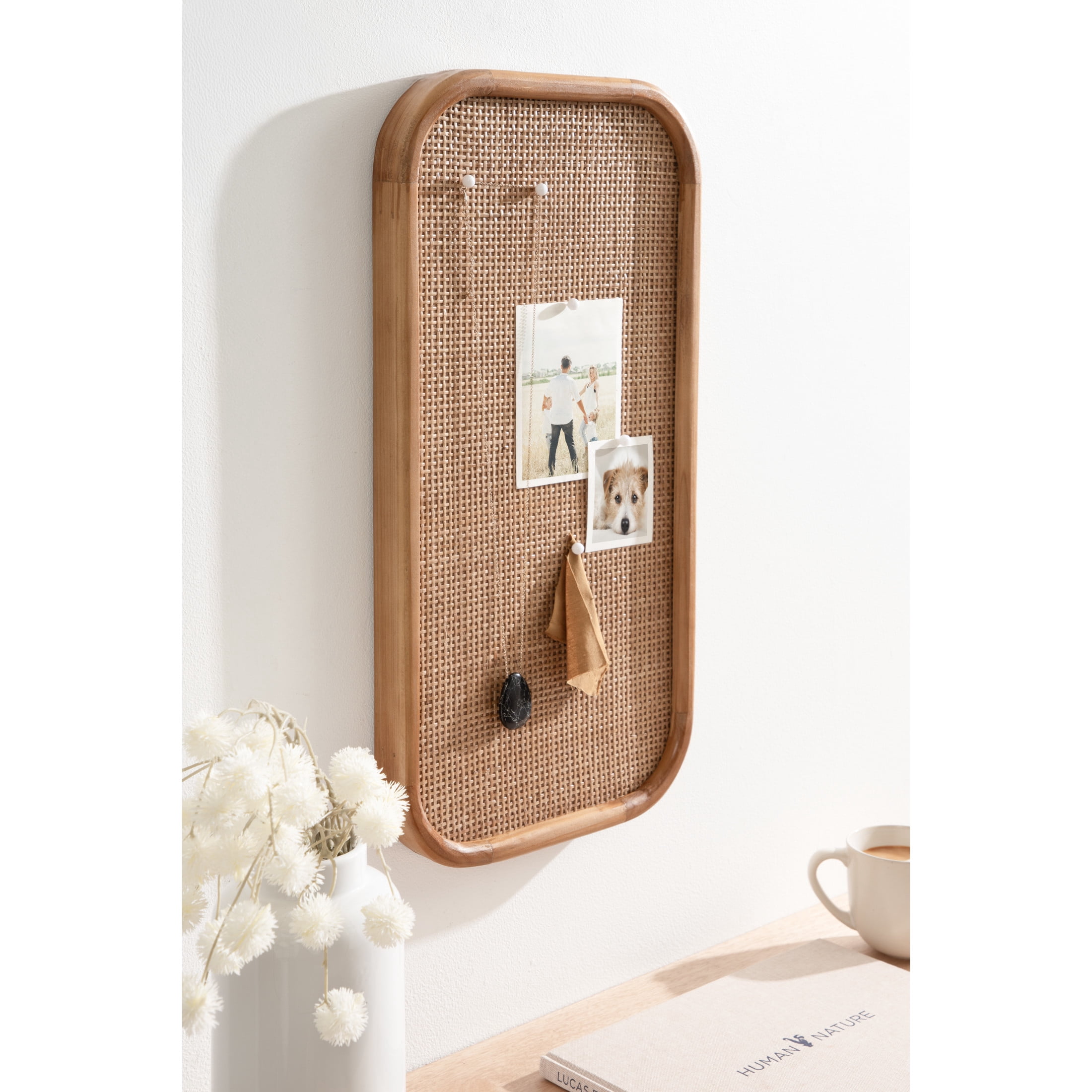 Kate and Laurel Planche Modern Rattan Wall Pinboard, 12 x 24, Natural ...