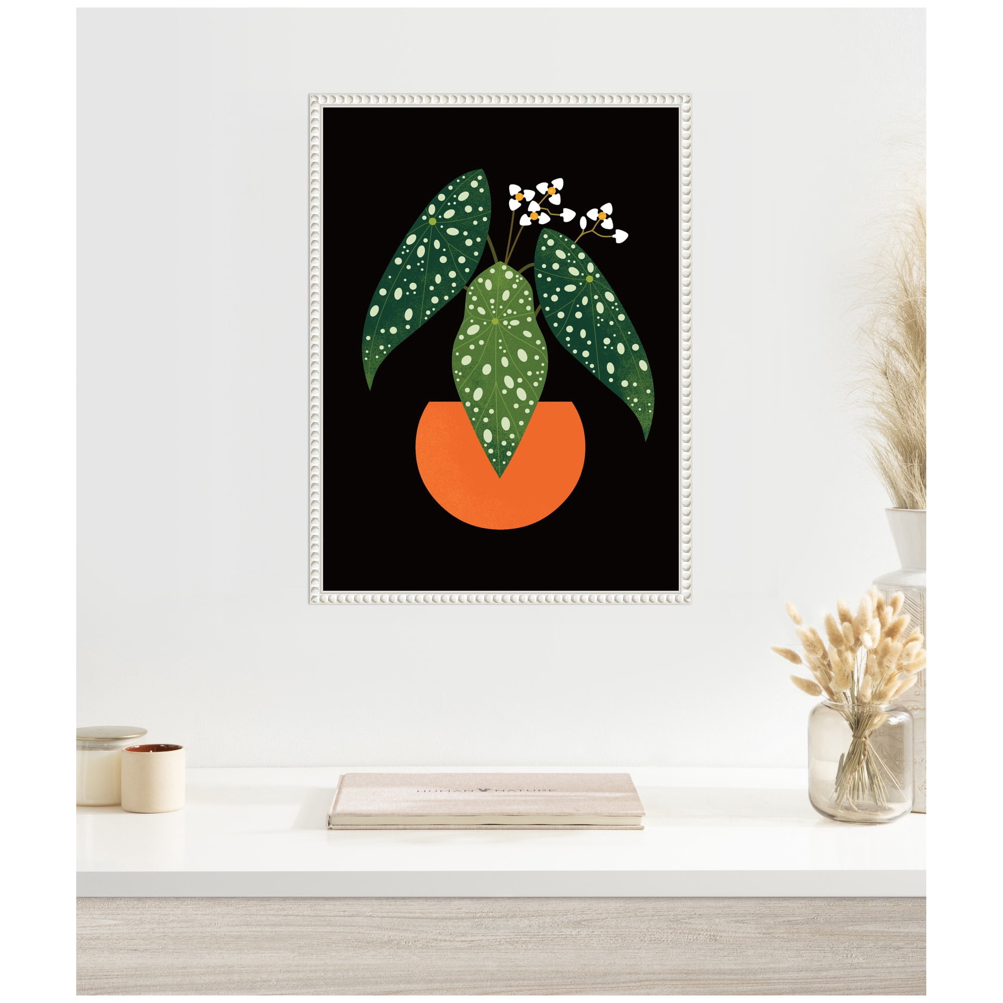 Kate and Laurel Polka Dot Begonia Framed Canvas Wall Art by Amber ...