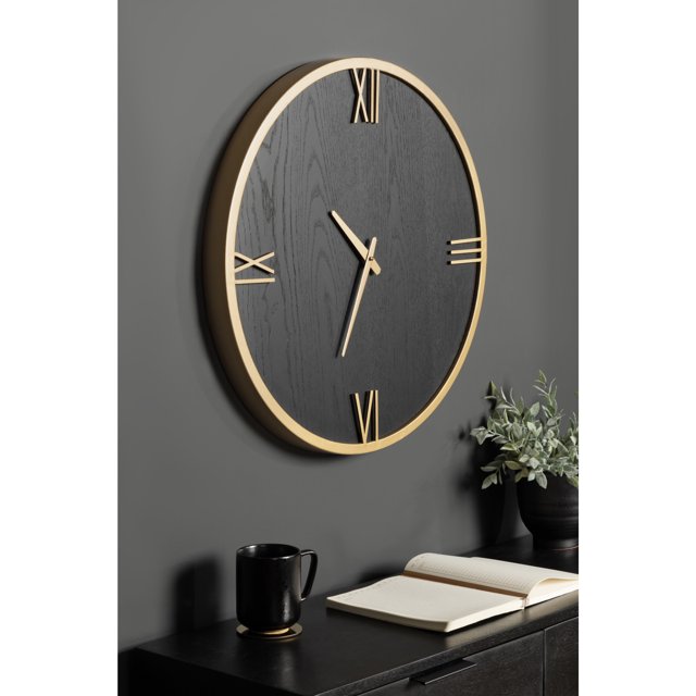 Kate and Laurel Pronte Modern Round Wood and Metal Wall Clock, 22 Inch ...