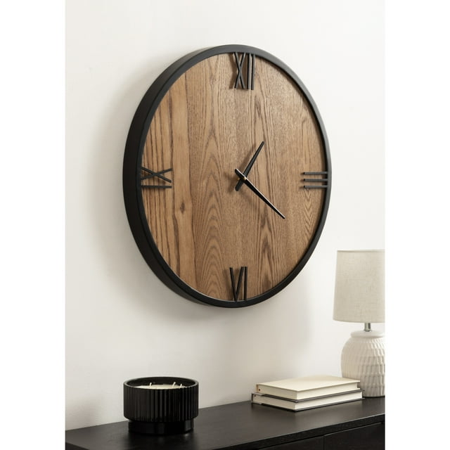 Kate and Laurel Pronte Modern Round Wood and Metal Wall Clock, 22 Inch ...
