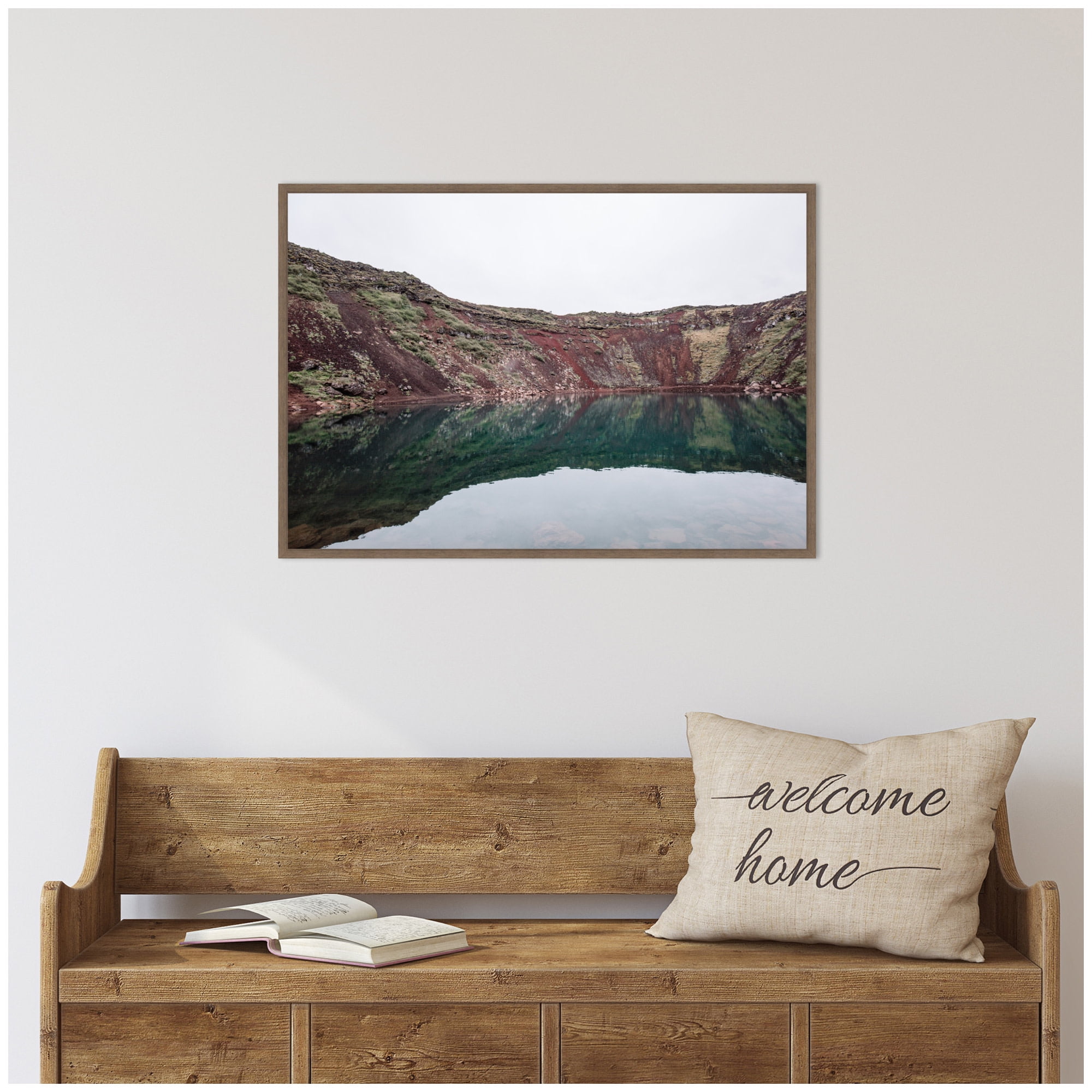 Kate and Laurel Reflection Pool Framed Canvas Wall Art by Alicia Abla 33 x 23 Sylvie Walnut ...