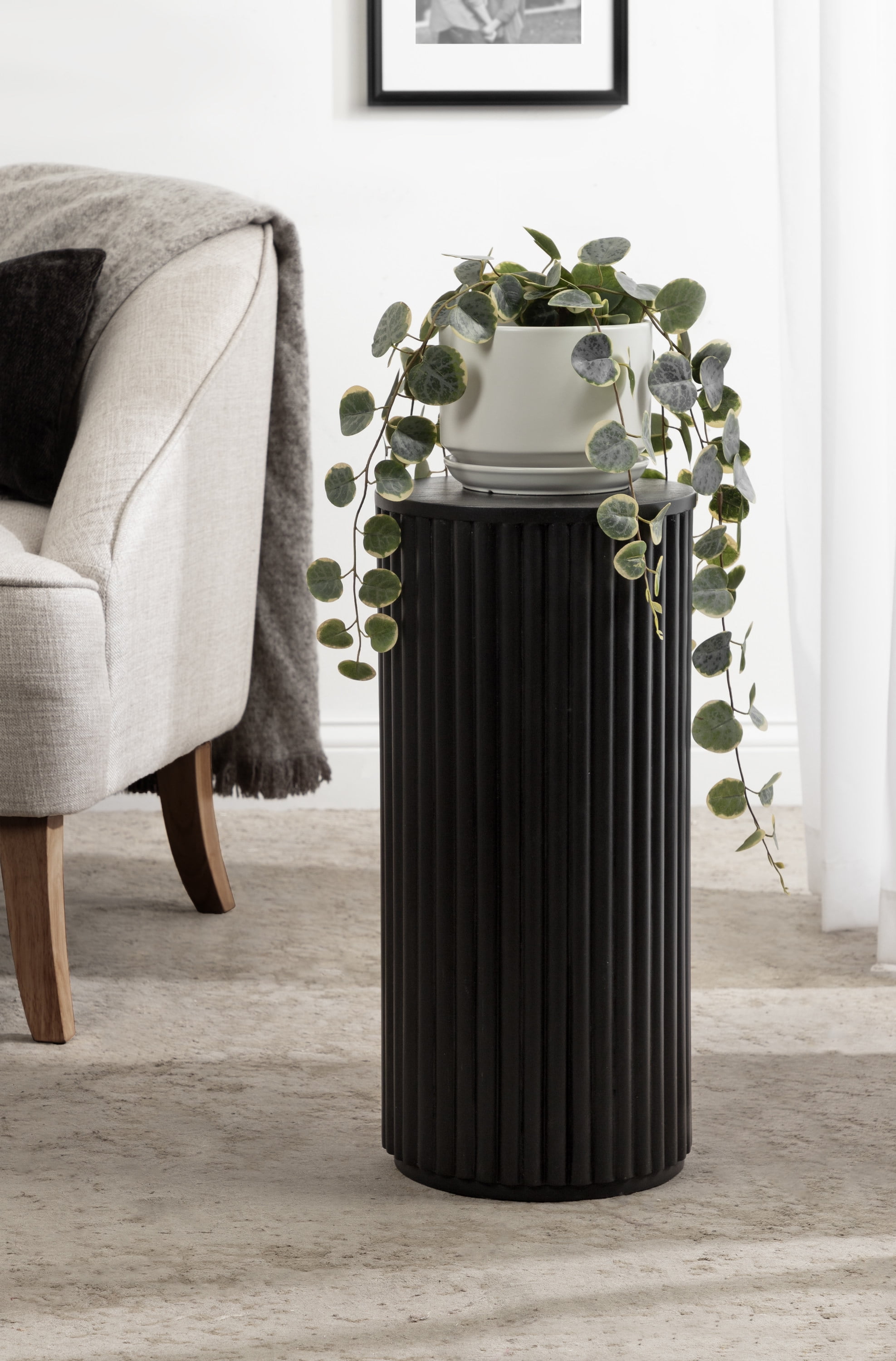 Kate and Laurel Reid Modern Wooden Ribbed Drink Table, 10 x 10 x 22 ...