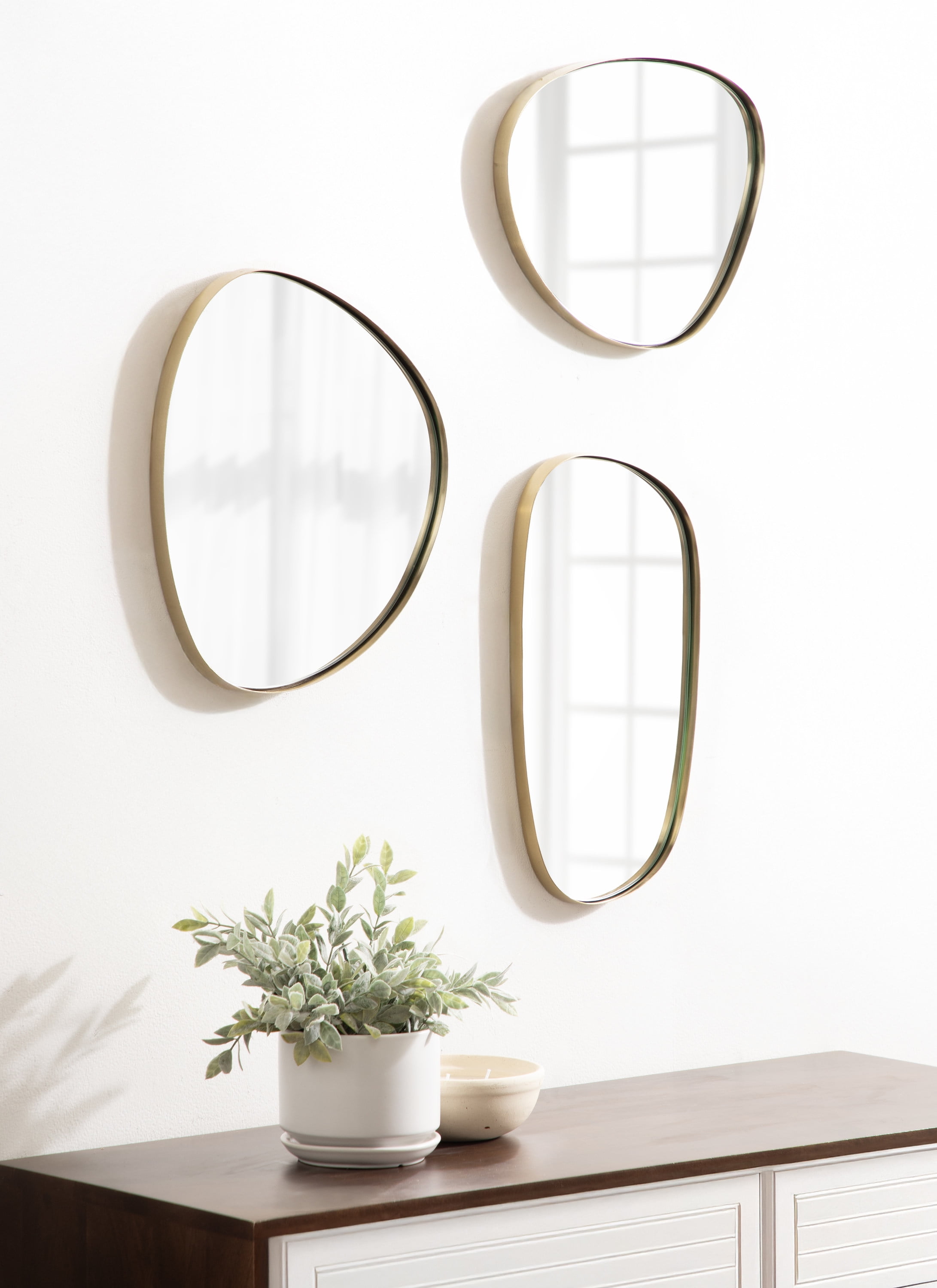 Kate and Laurel Rollo Modern Irregular Metal Wall Mirror Set, Set of 3 ...