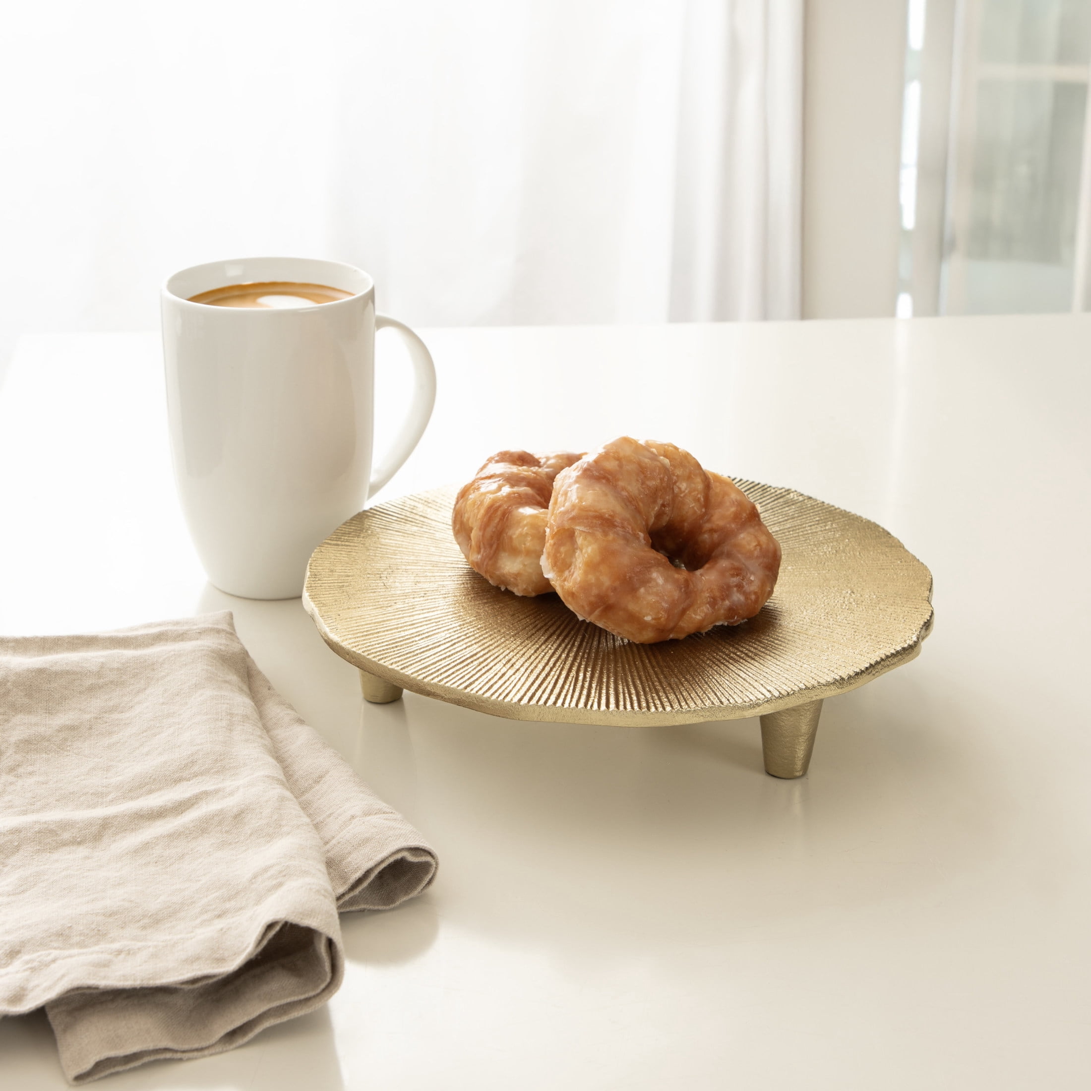 Kate and Laurel Sancia Decorative Round Embossed Metal Tray with Feet ...
