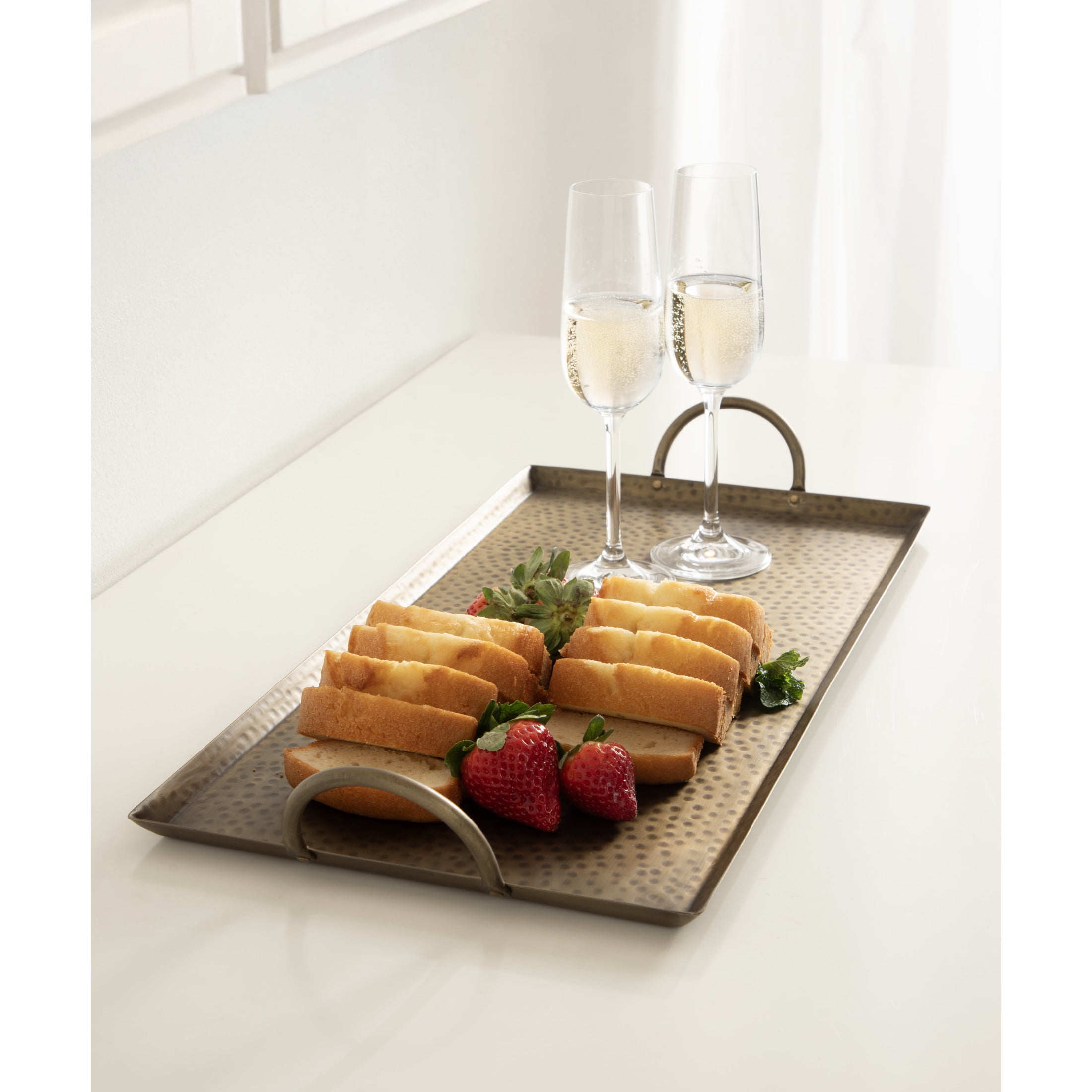 Kate and Laurel Sanzo Transitional Modern Hammered Rectangle Metal Tray ...