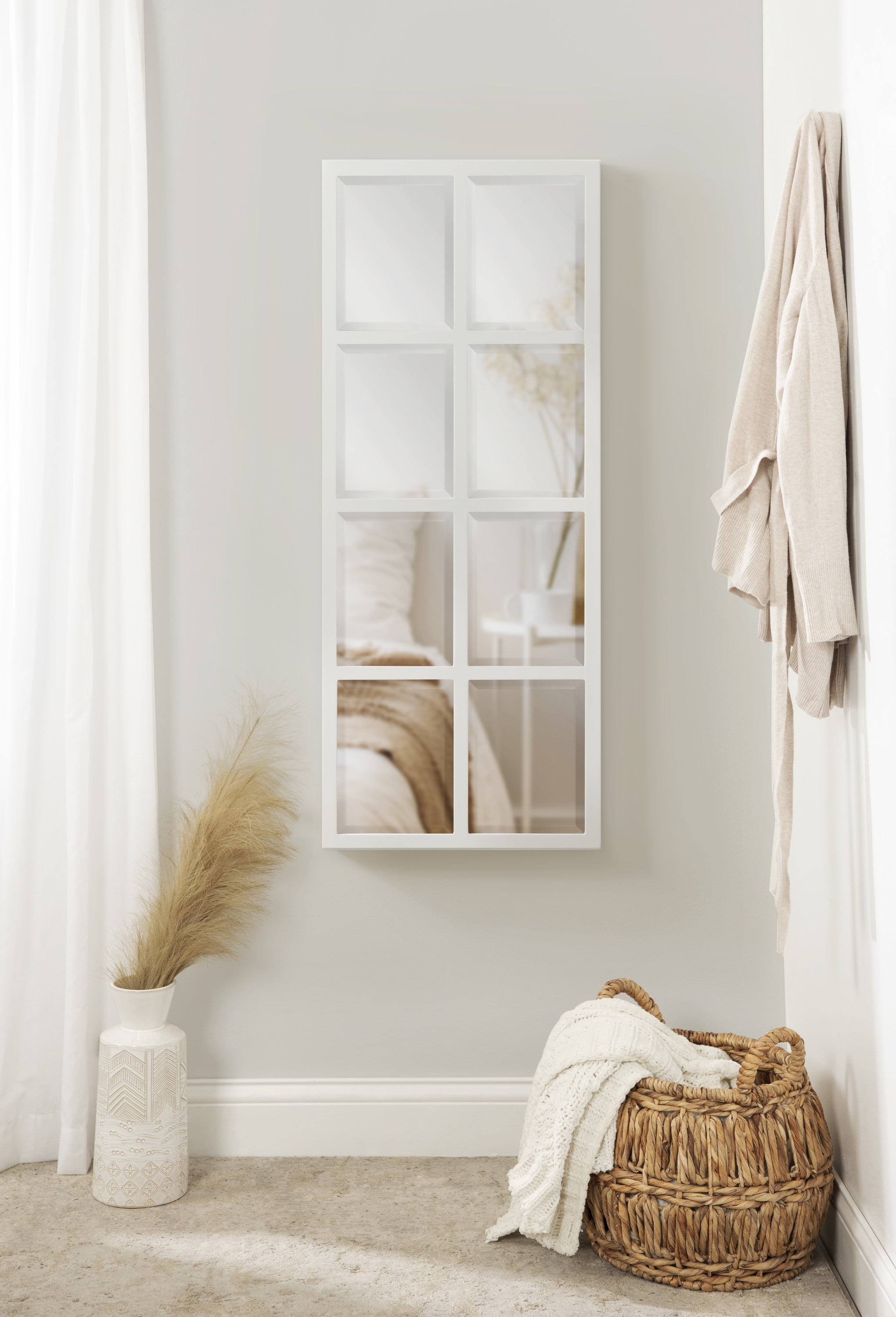 Kate and Laurel Stryker Transitional Panel Wall Mirror, 17 x 42, White ...