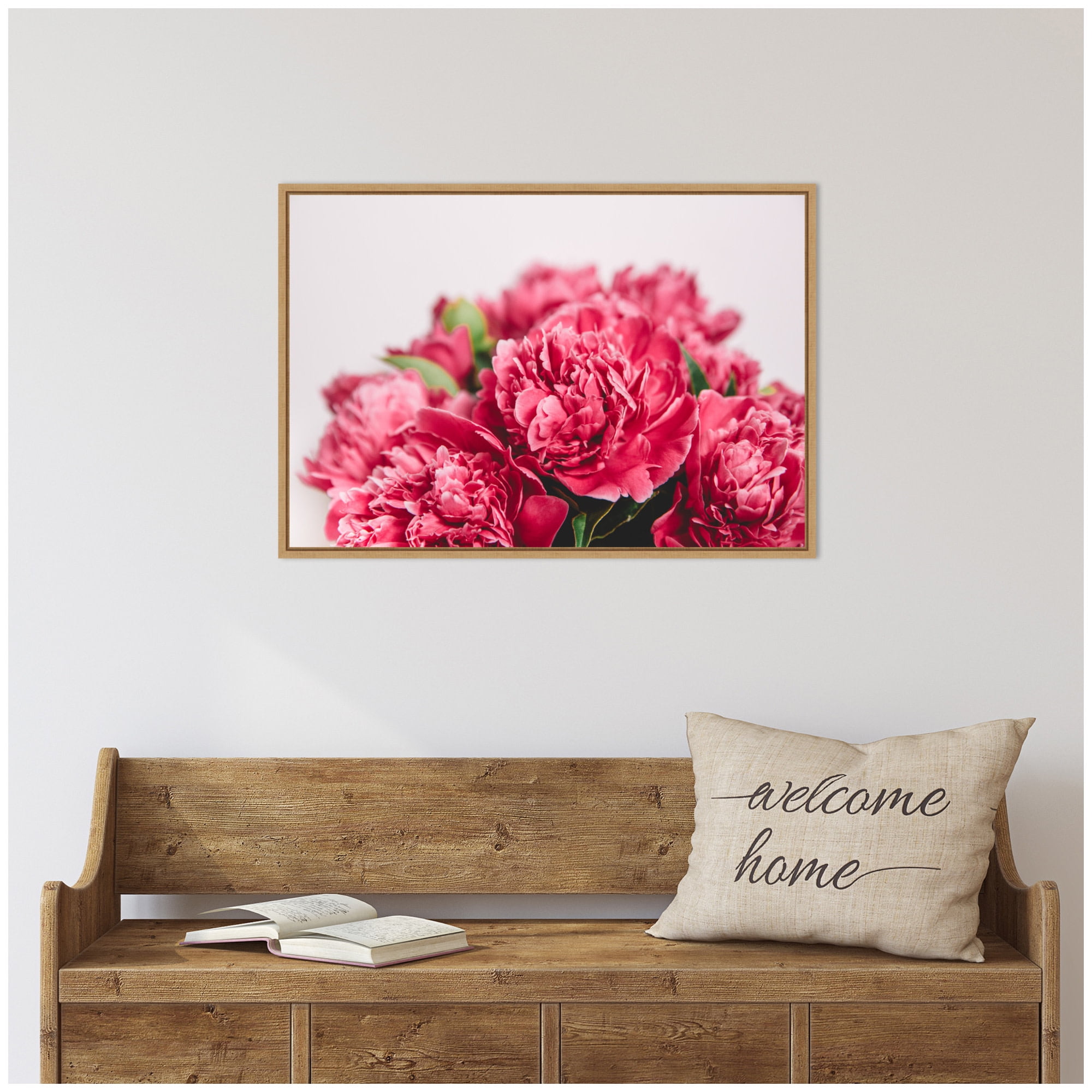 Kate and Laurel Stunning Bright Pink Flowers Framed Canvas Wall Art by ...