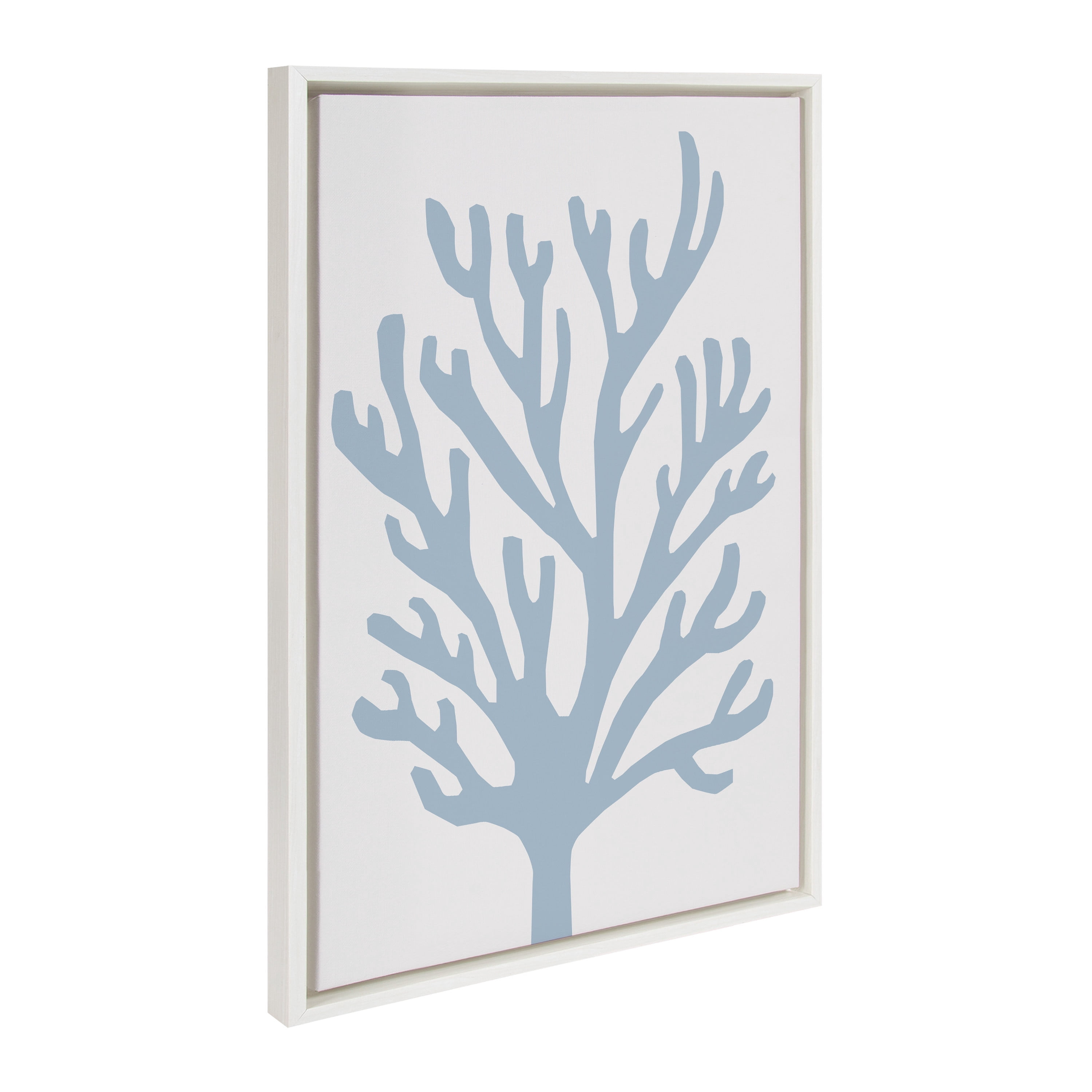 Kate and Laurel Sylvie Abstract Coral Ocean Blue Framed Canvas Wall Art ...