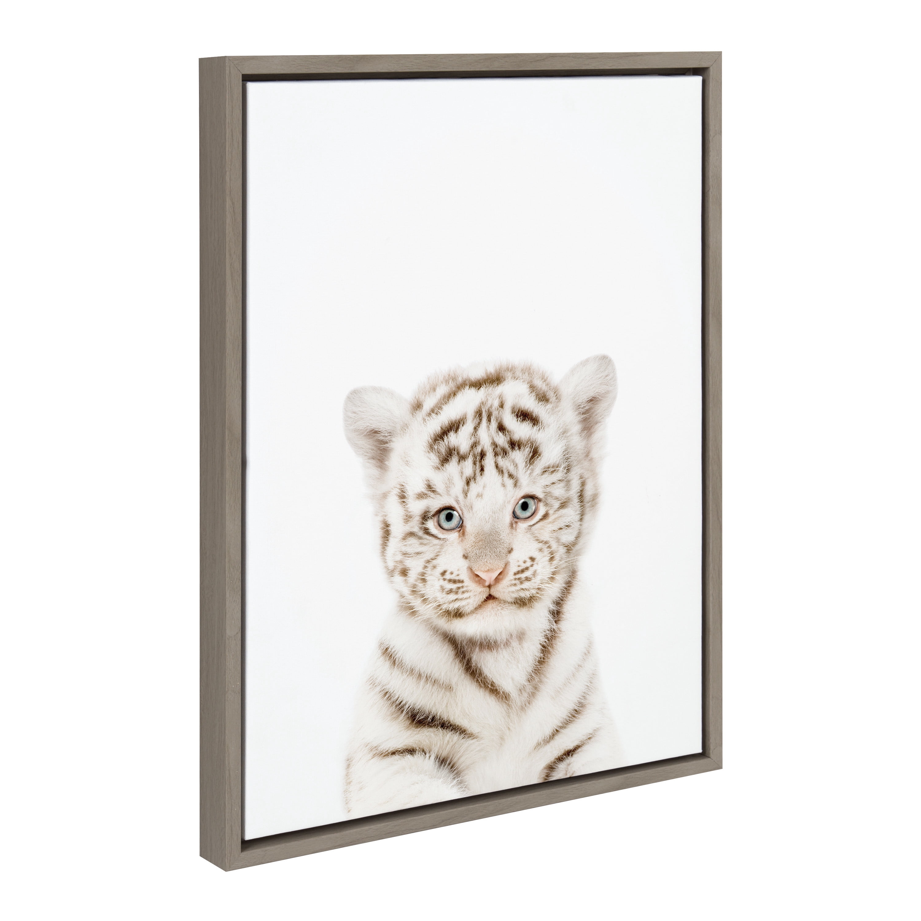 Kate and Laurel Sylvie Animal Studio Baby White Tiger Framed Canvas ...