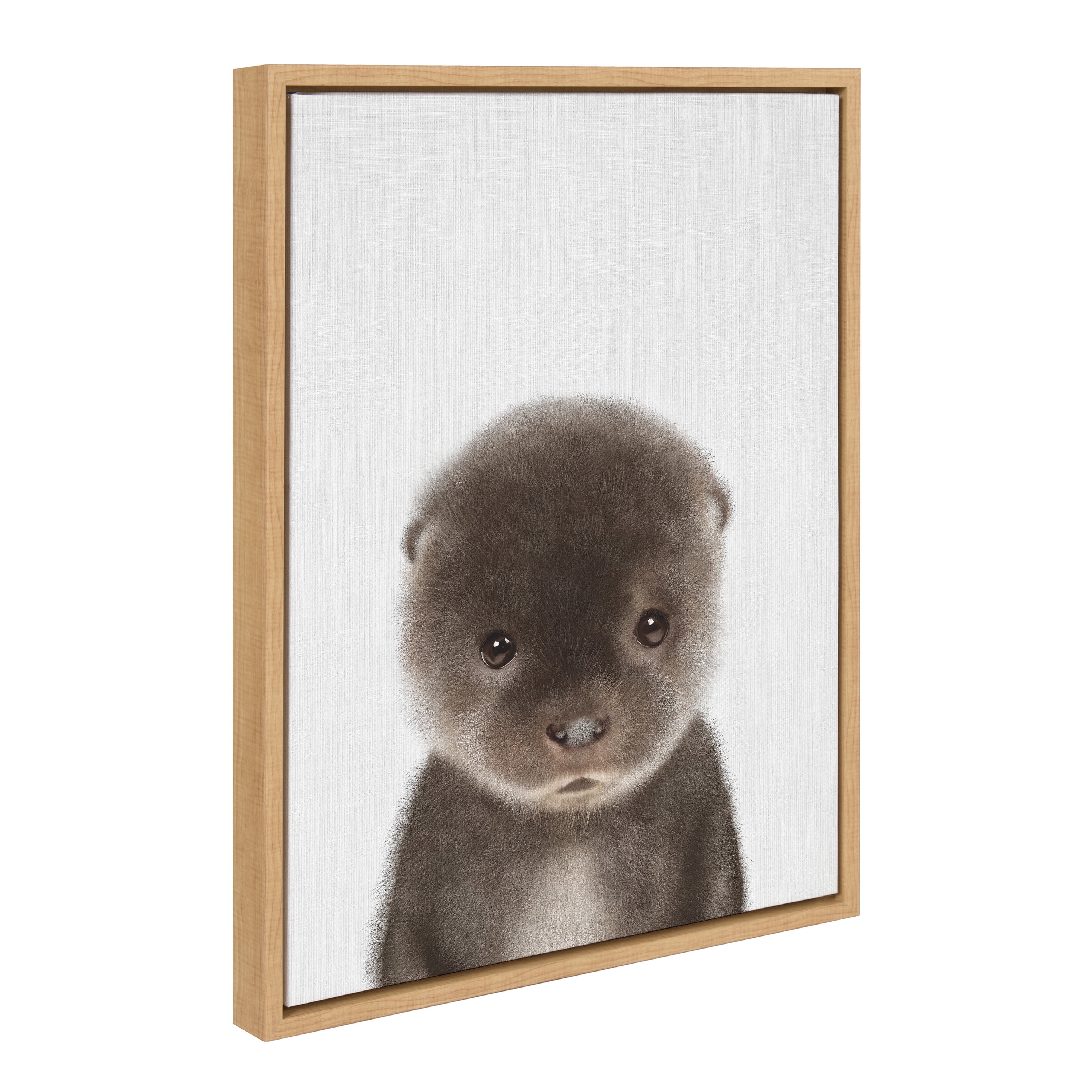 Kate and Laurel Sylvie Baby Otter Color Illustration Framed Canvas Wall ...