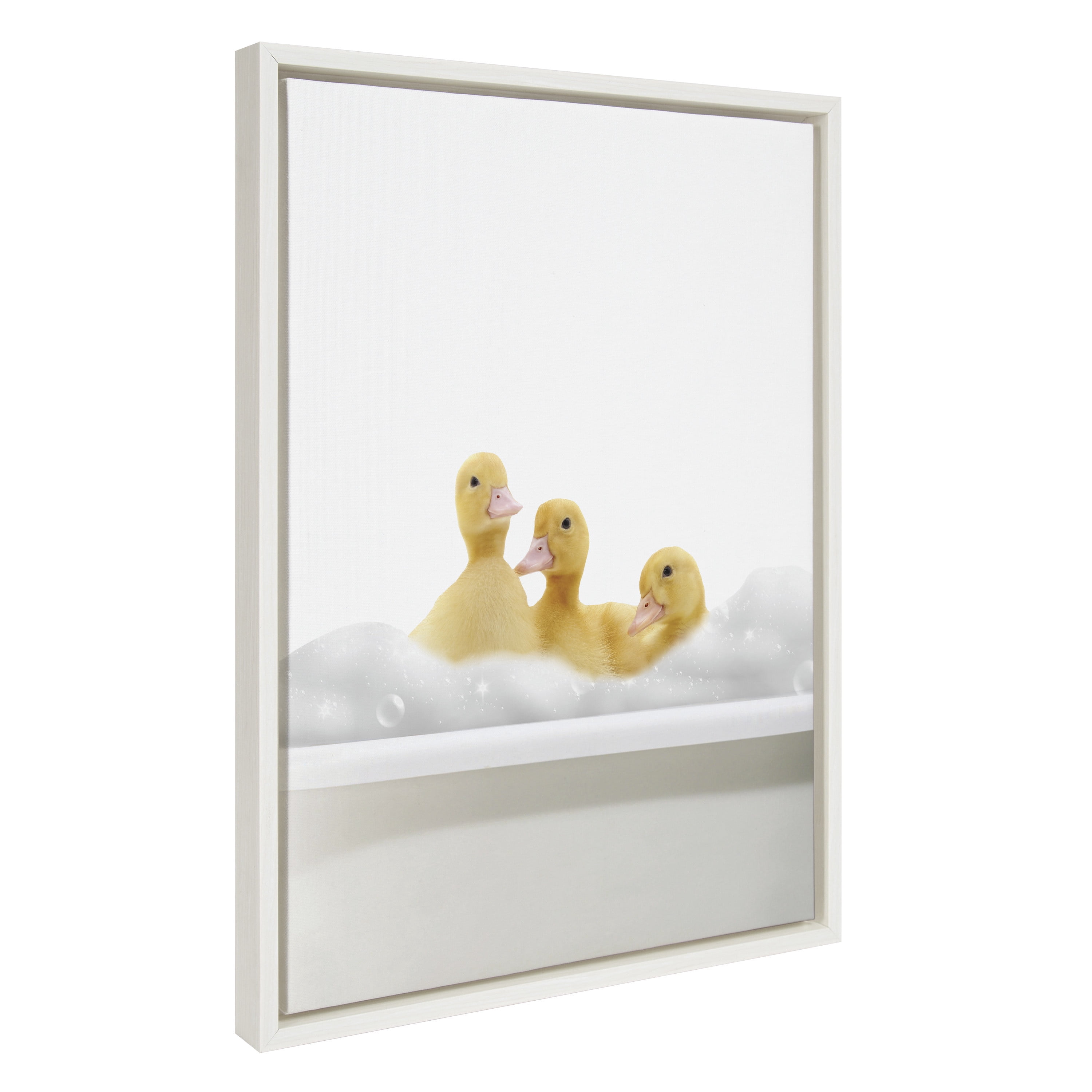 Kate and Laurel Sylvie Bathroom Bubble Bath 3 Ducks Framed Canvas Wall ...