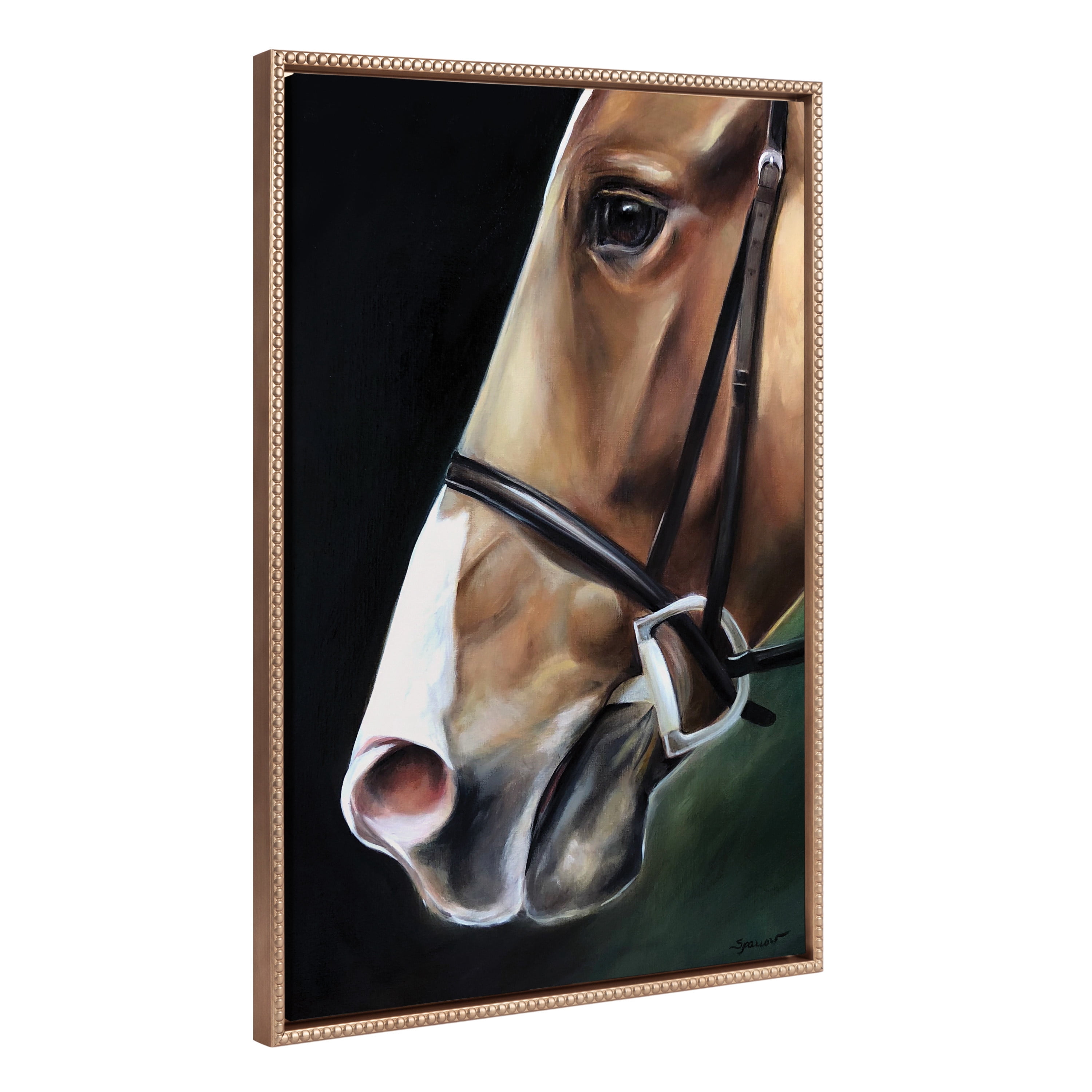 Kate and Laurel Sylvie Beaded Chestnut Horse Vintage Framed Canvas Wall ...