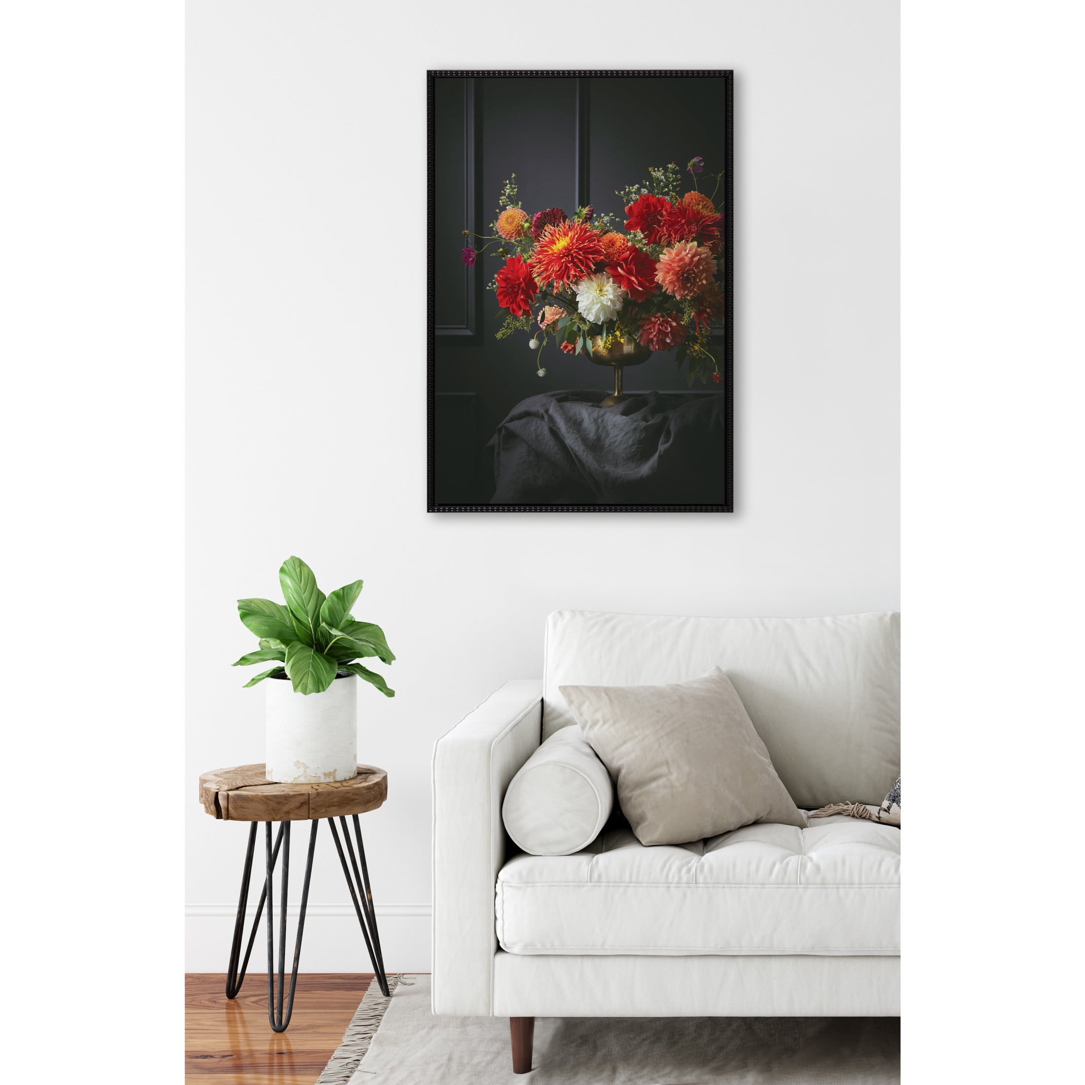 Kate and Laurel Sylvie Beaded Floral Study Black Offset Vintage Framed ...