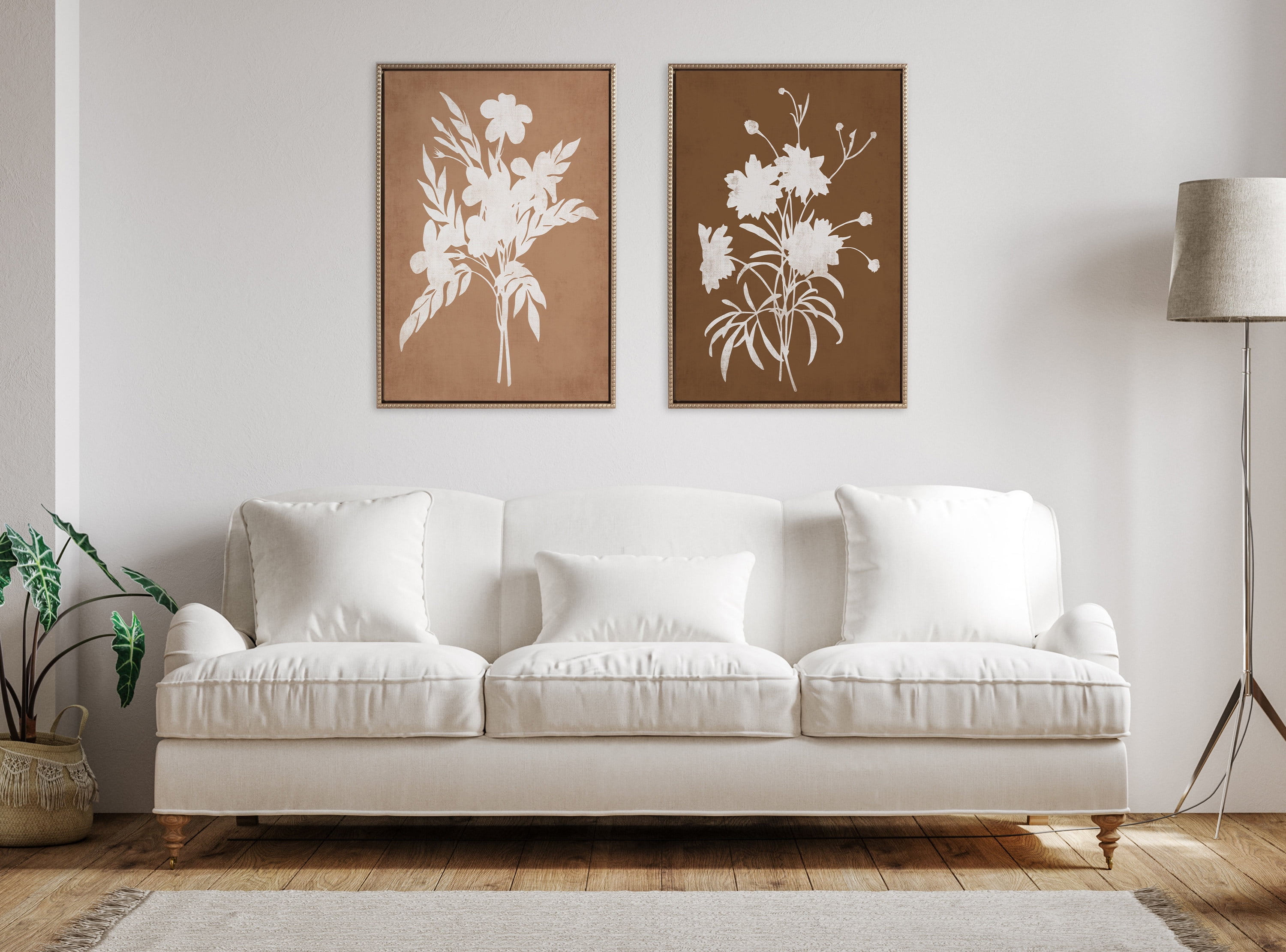 Kate and Laurel Sylvie Beaded Spring Floral Silhouette 2 Clay White and ...