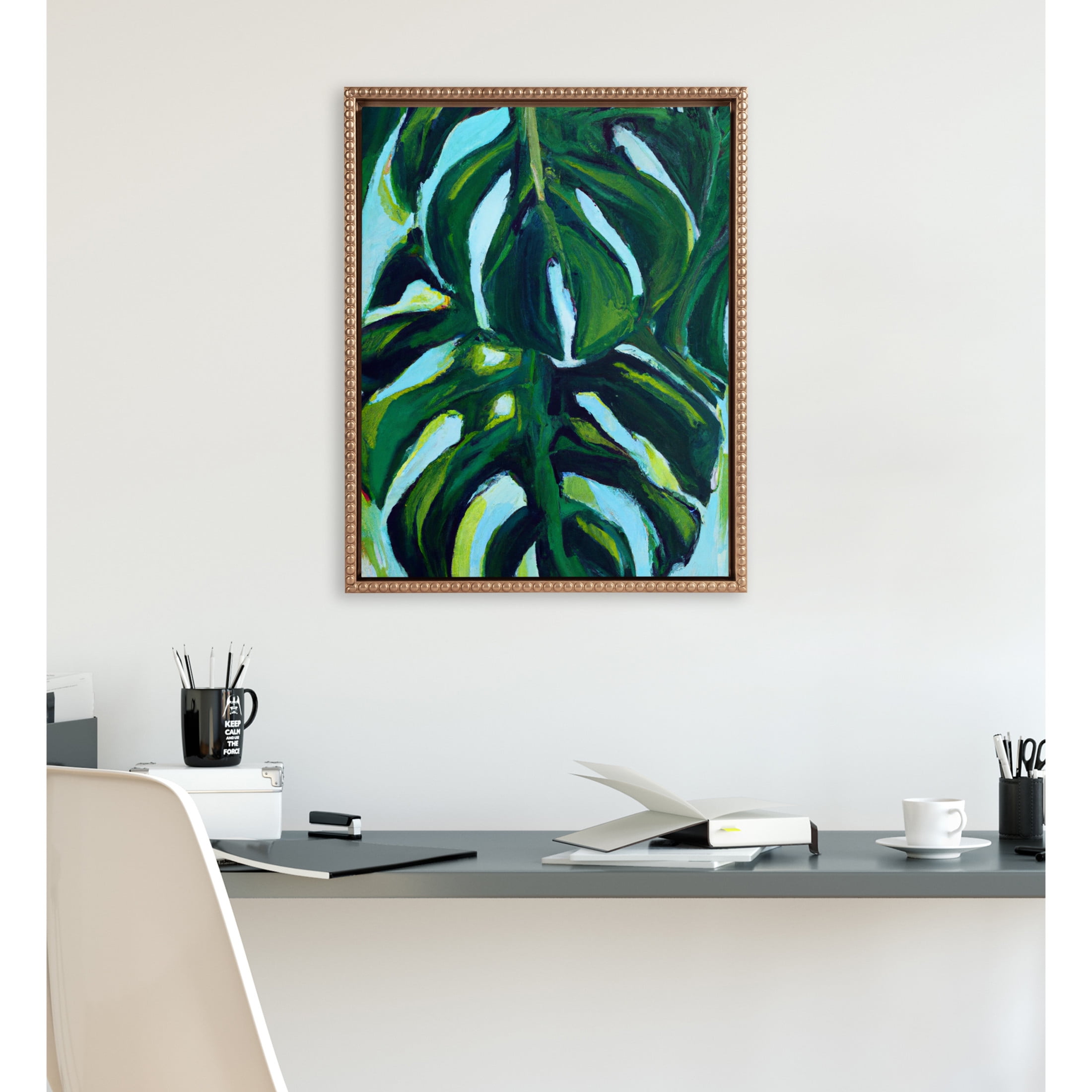 Kate and Laurel Sylvie Blank Framed Canvas Wall Art, 16x20 Gold Beaded ...