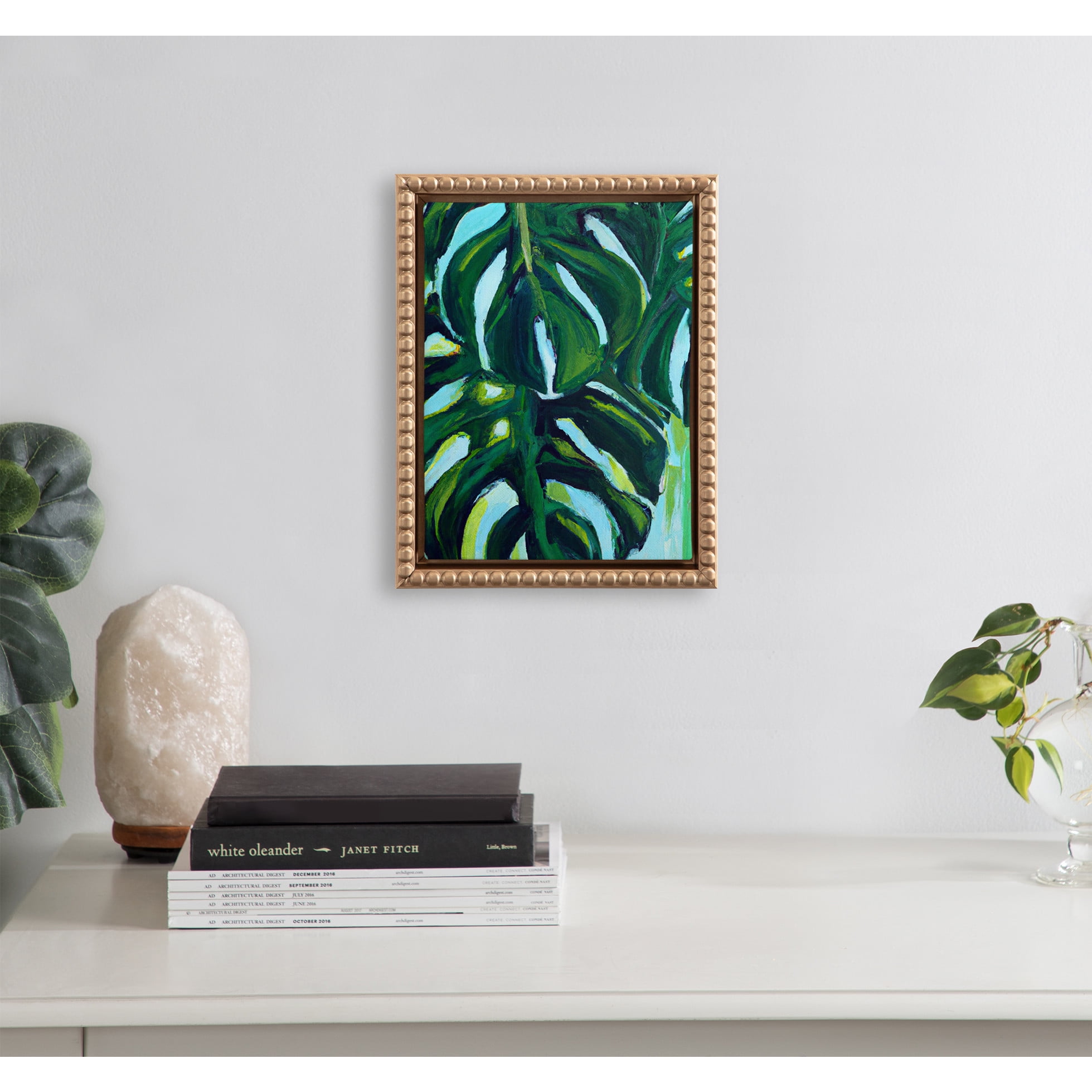 Kate and Laurel Sylvie Blank Framed Canvas Wall Art, 8x10 Gold Beaded ...