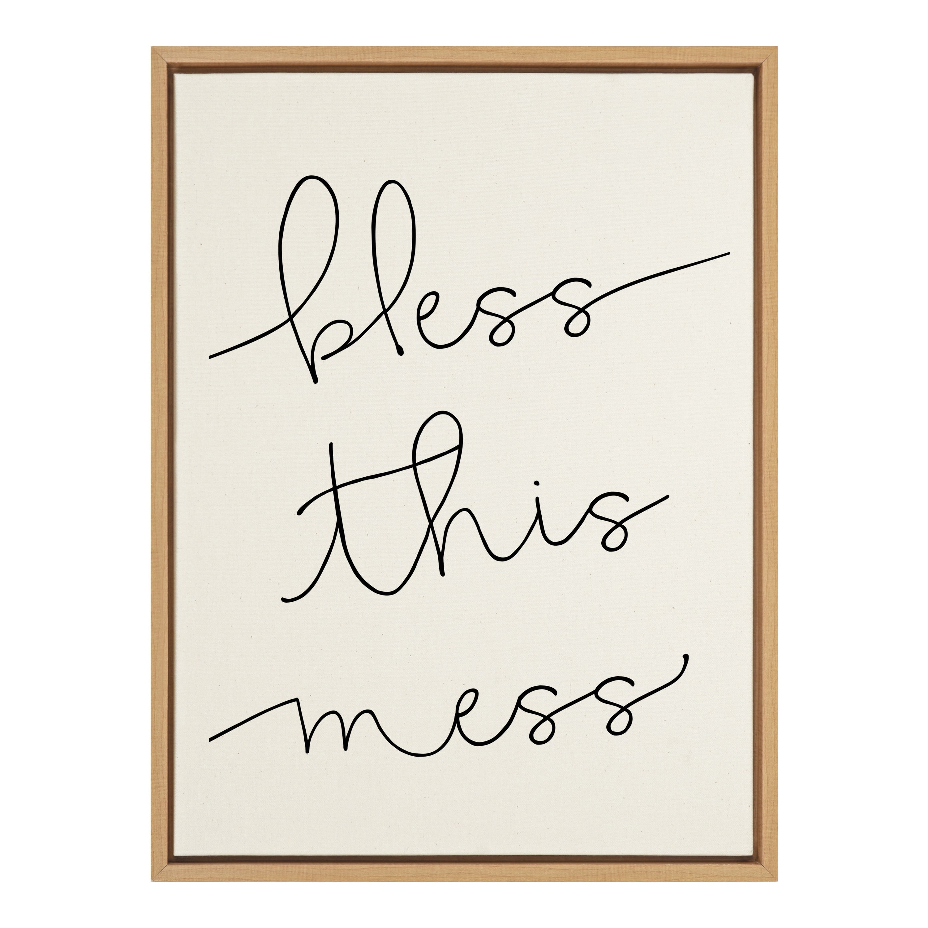 Kate and Laurel Sylvie Bless This Mess Framed Linen Textured Canvas ...