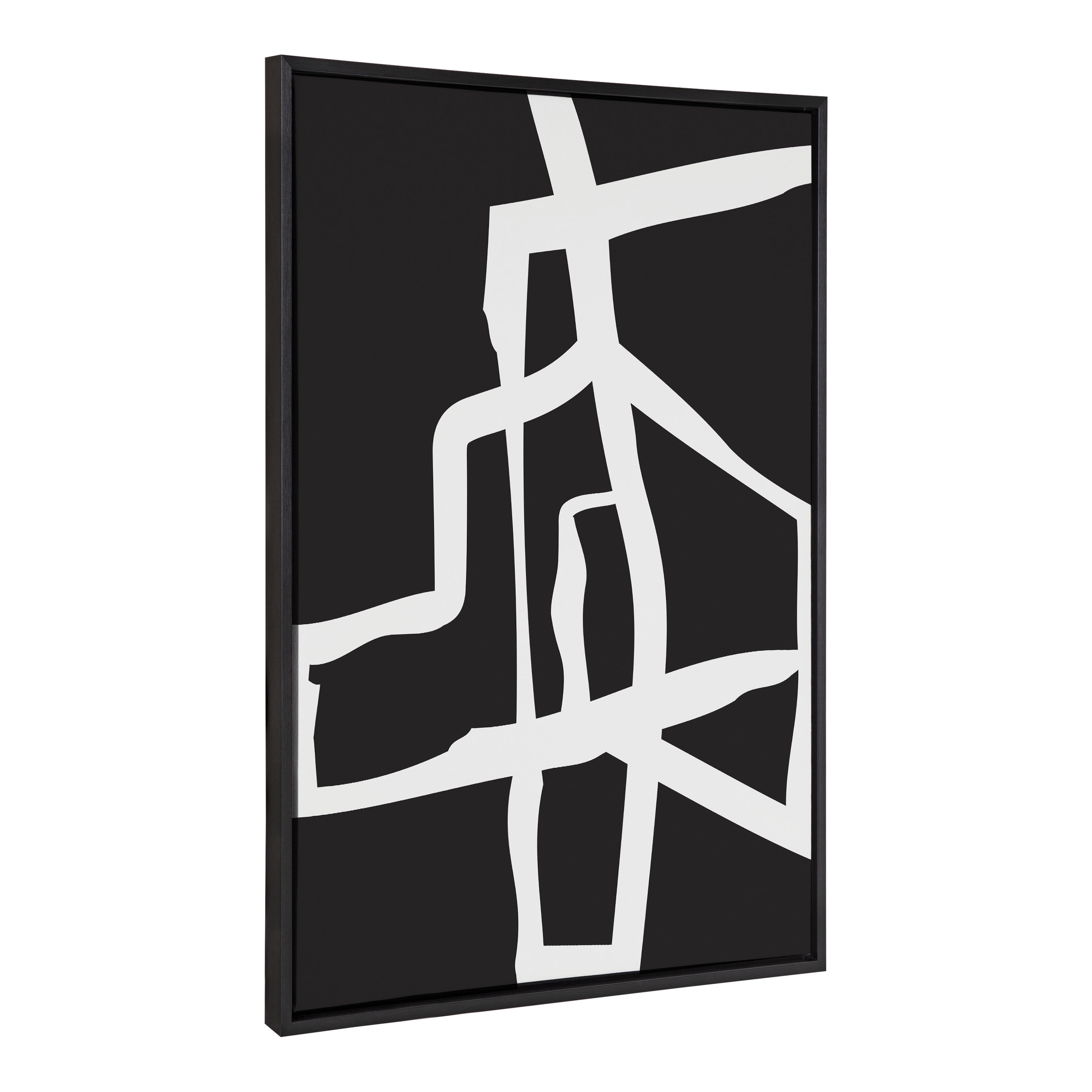 Kate and Laurel Sylvie Bold Sophisticated Abstract White Stroke Framed ...