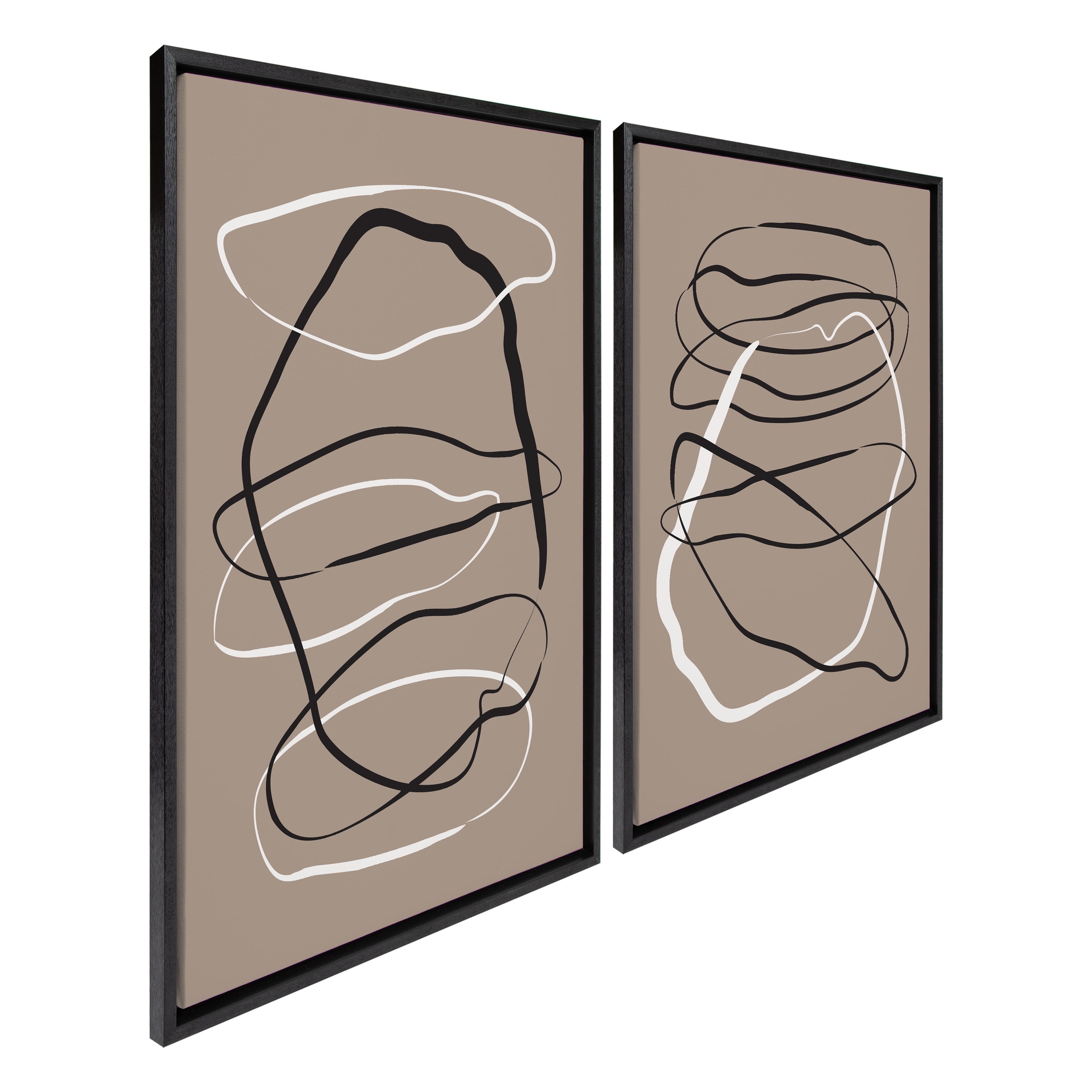 Kate and Laurel Sylvie Brown Black and White Expressive Abstract 1 and ...
