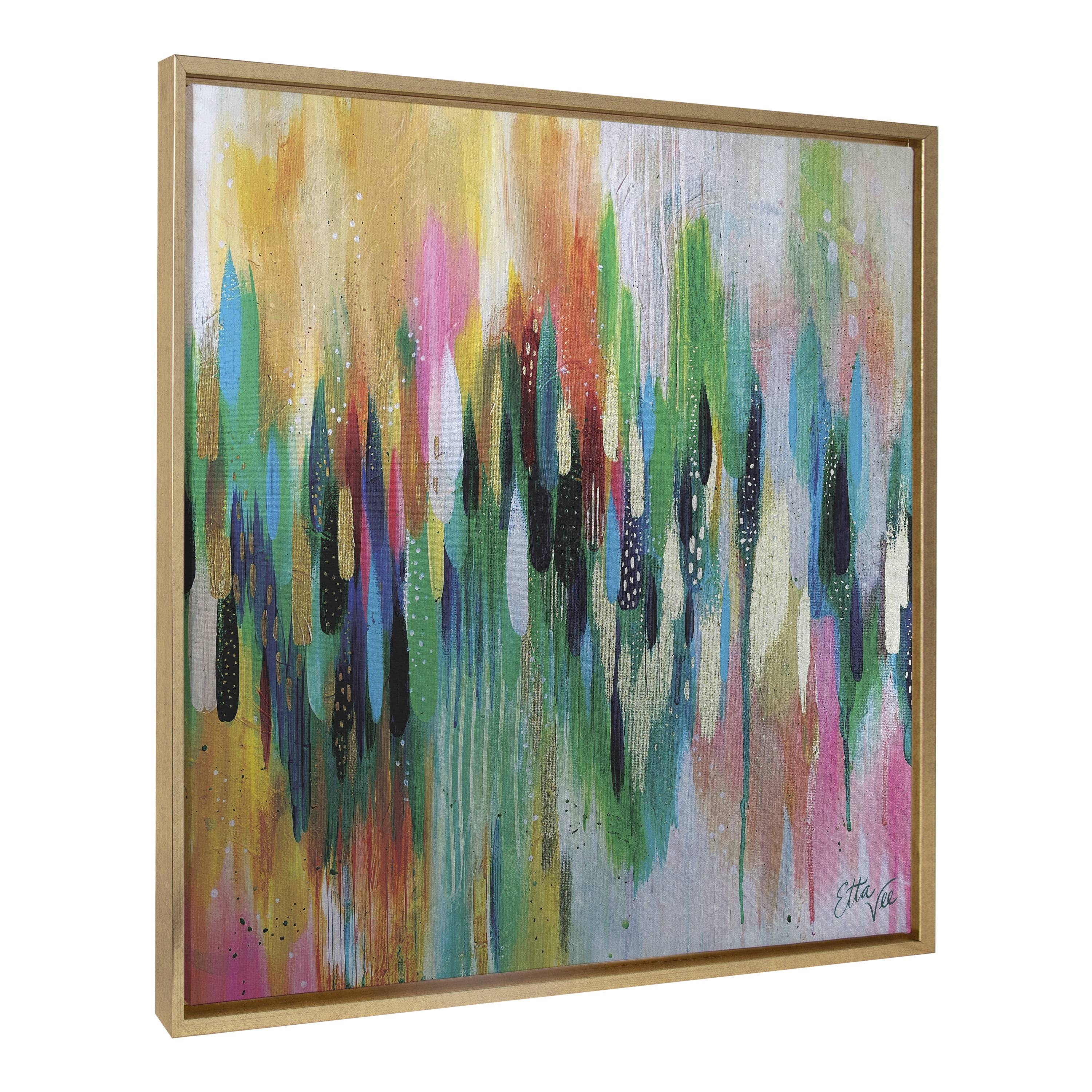 Kate and Laurel Sylvie Brushstroke 155 Framed Metallic Canvas Wall Art ...