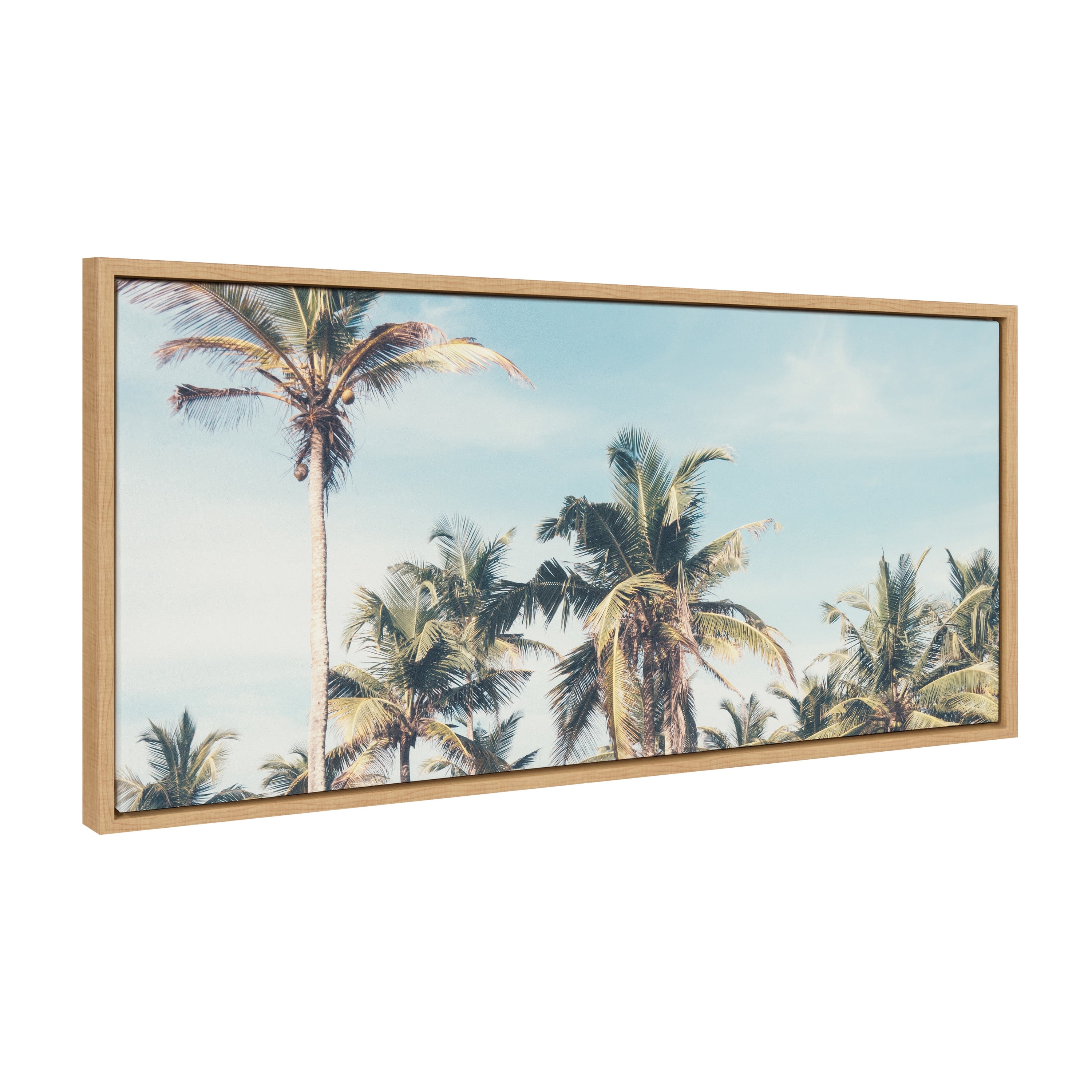 Kate and Laurel Sylvie Coastal Coconut Palm Tree Beach Framed Canvas ...