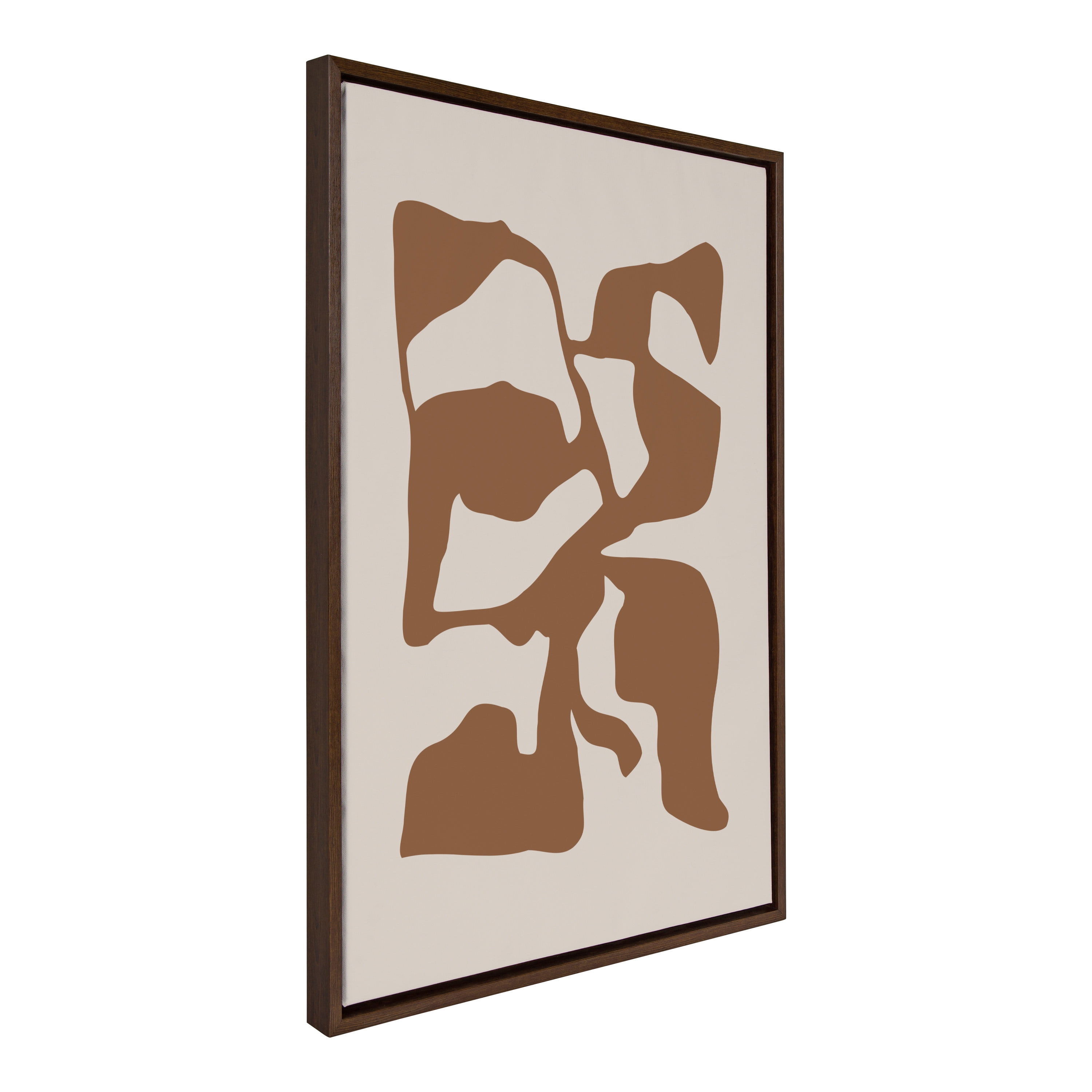Kate and Laurel Sylvie Distorted Shapes of Brown and Tan Framed Canvas ...